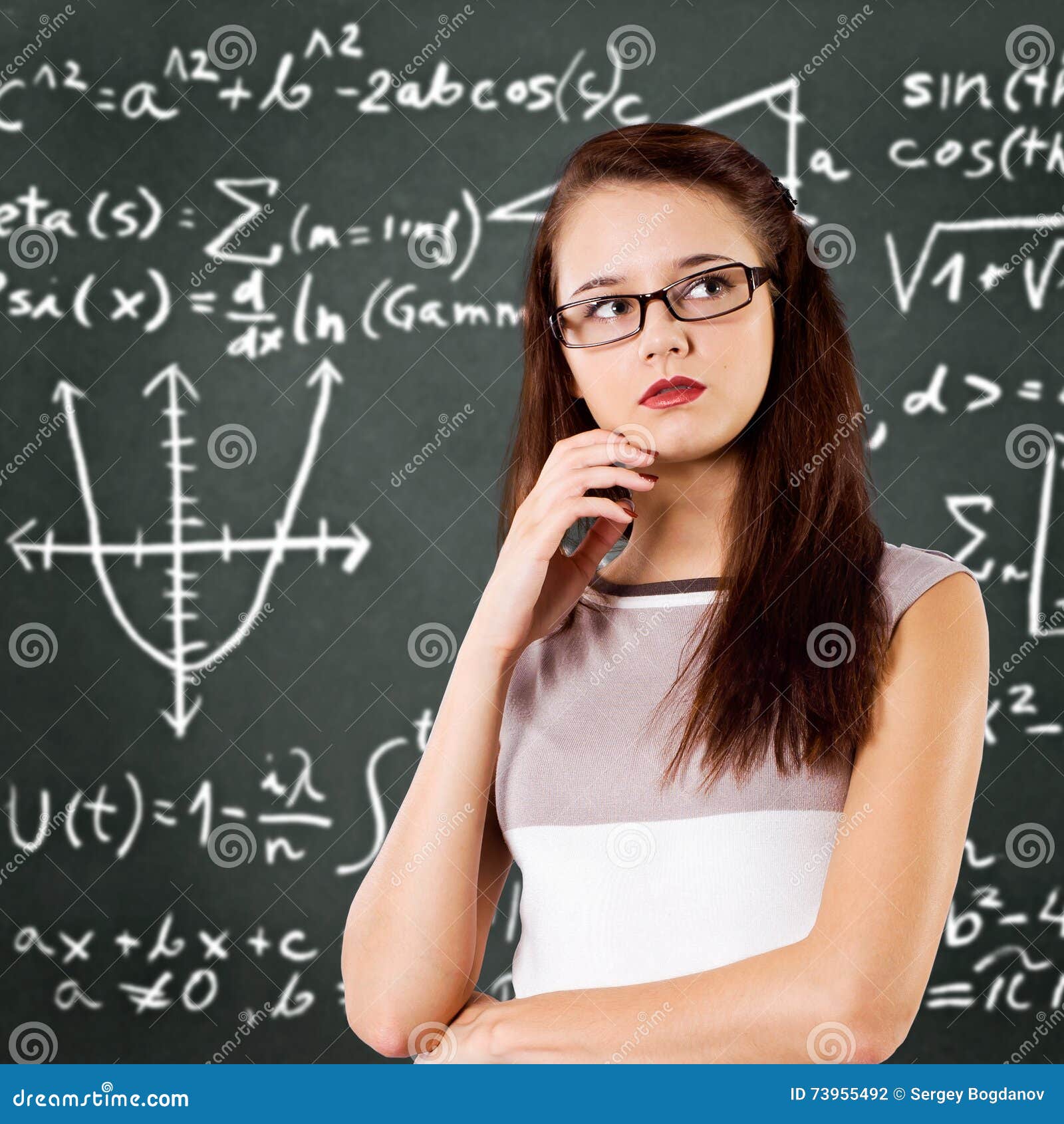 Thinking student girl stock photo. Image of person, college - 73955492