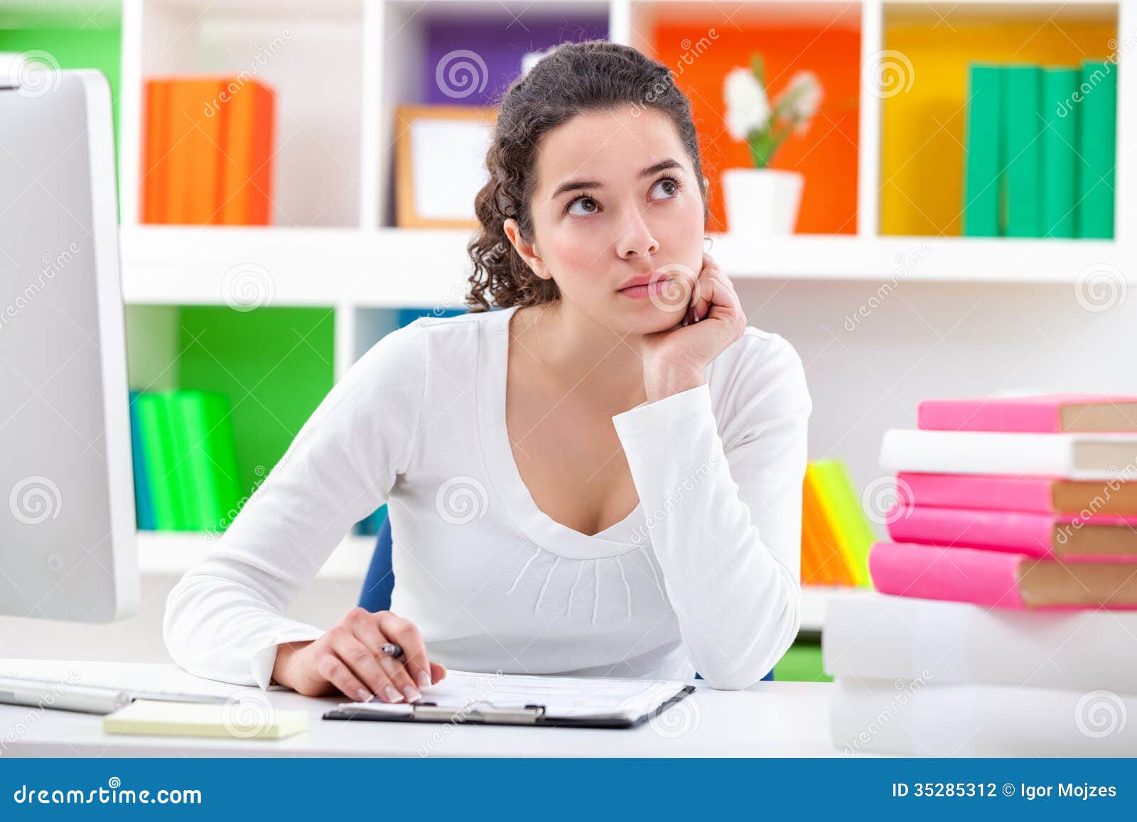 Thinking student stock photo. Image of attractive, lifestyle - 35285312