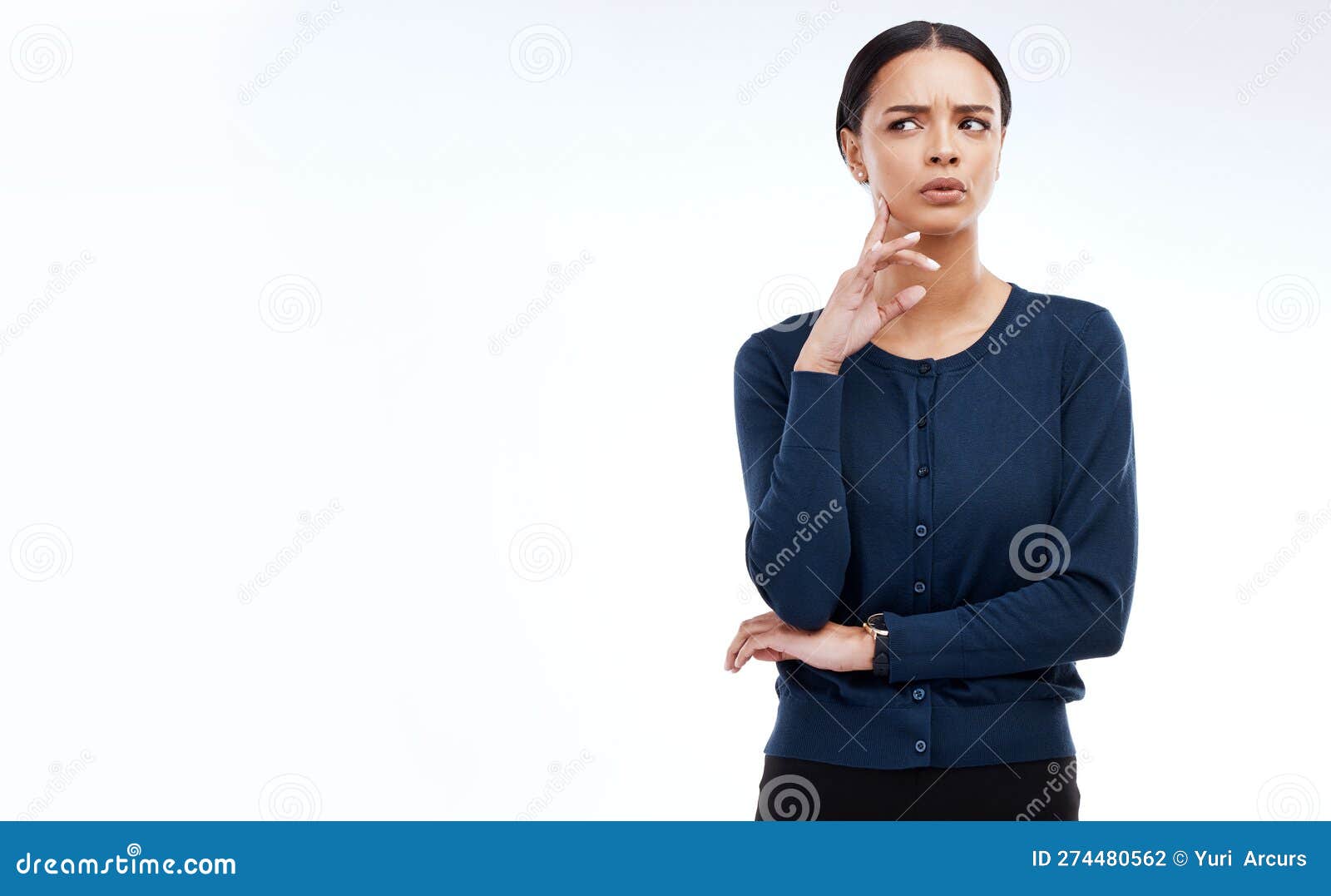Thinking, Studio Mockup or Woman Contemplating Decision, Problem ...