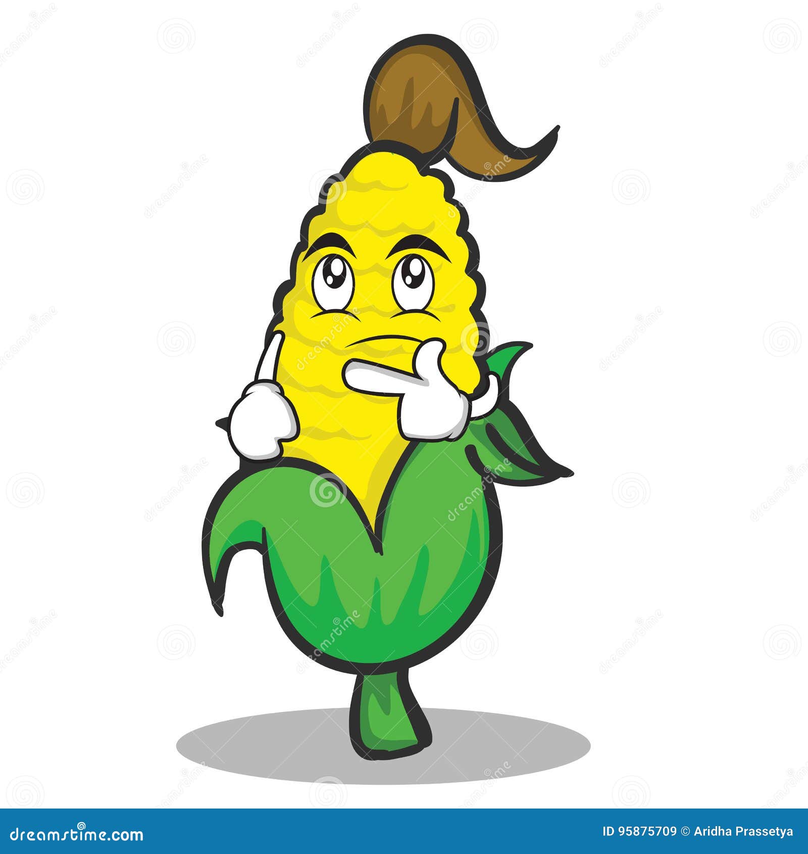 Thinking Sweet Corn Character Cartoon Stock Vector - Illustration of ...