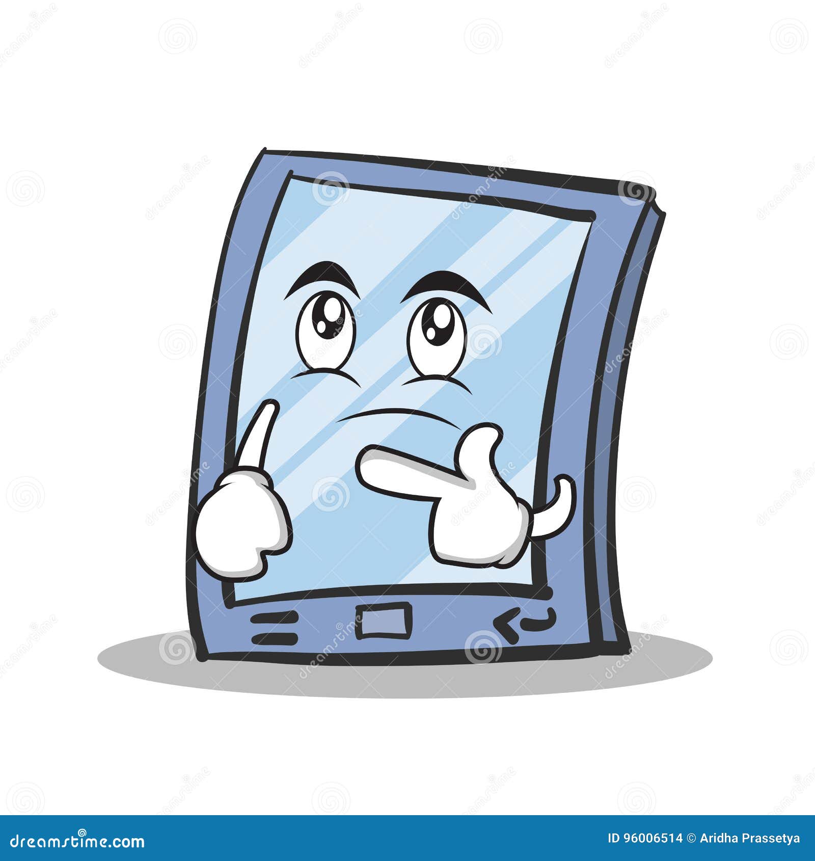 Thinking Tablet Character Cartoon Style Stock Vector - Illustration of ...
