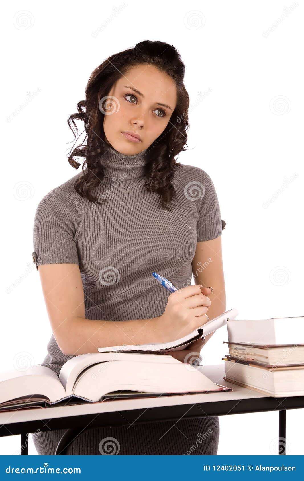 Thinking taking notes stock image. Image of school, notebook - 12402051