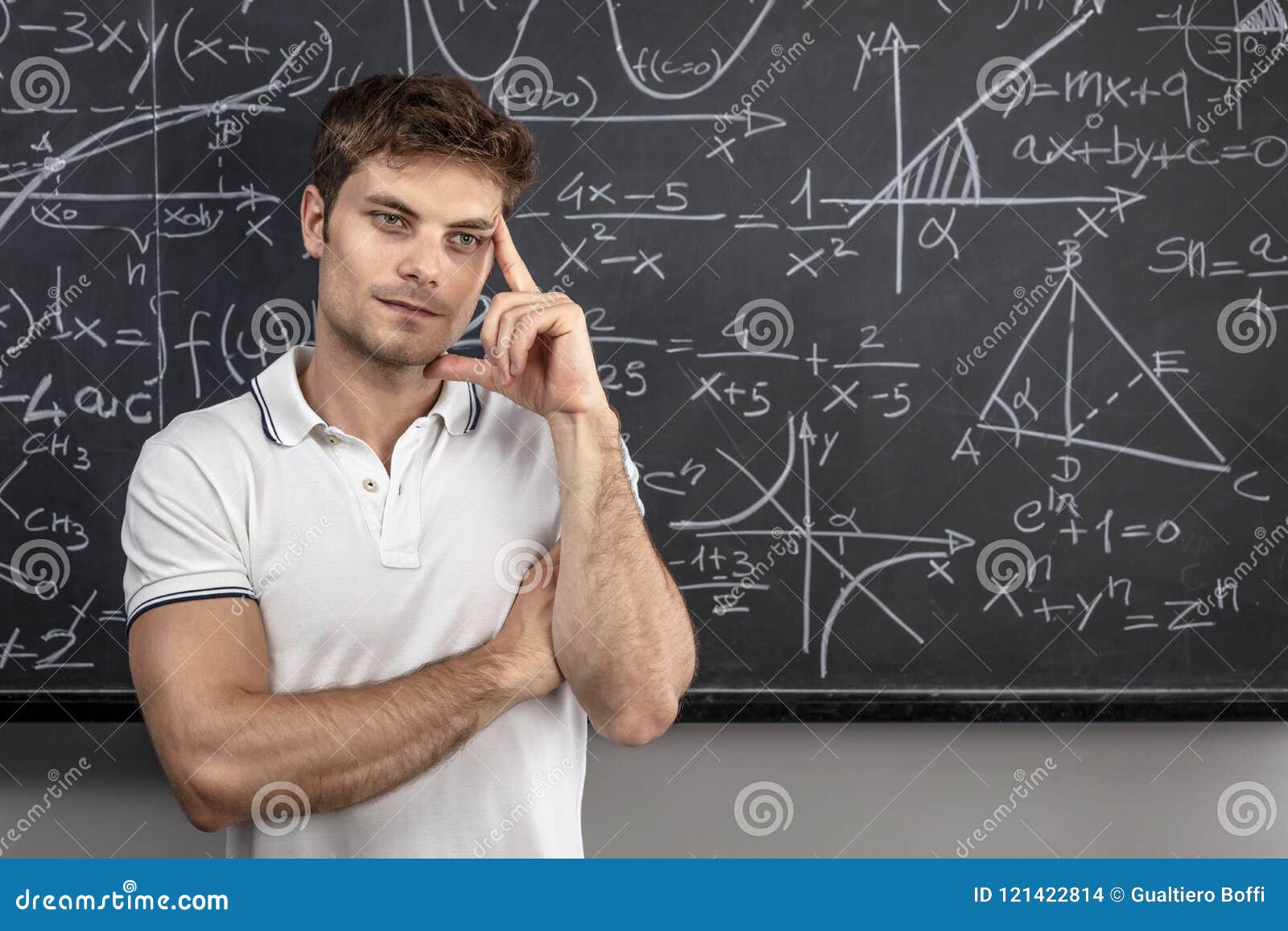 Thinking teacher portrait stock photo. Image of school - 121422814