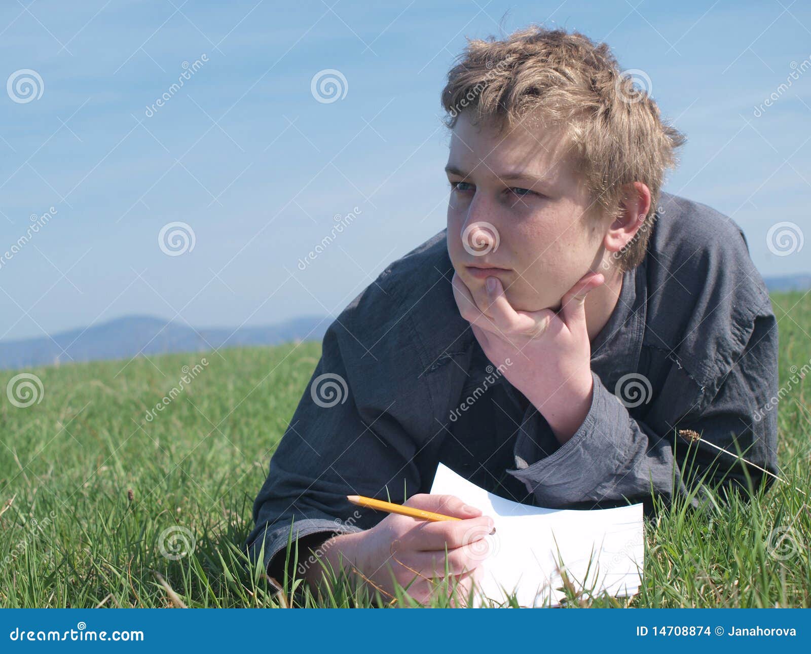 Thinking teenager stock photo. Image of learn, close - 14708874