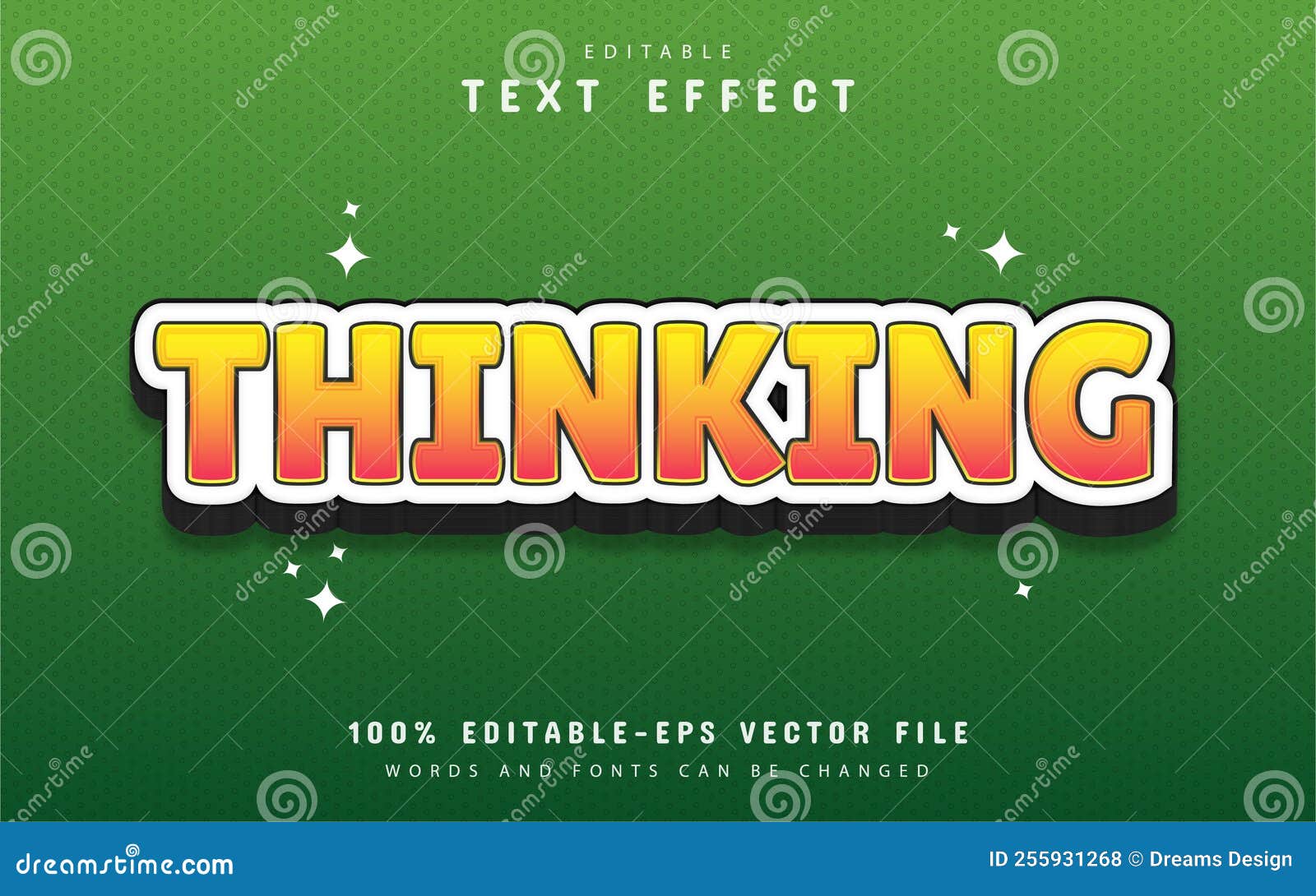 Thinking Text Effect Cartoon Style Stock Vector - Illustration of ...