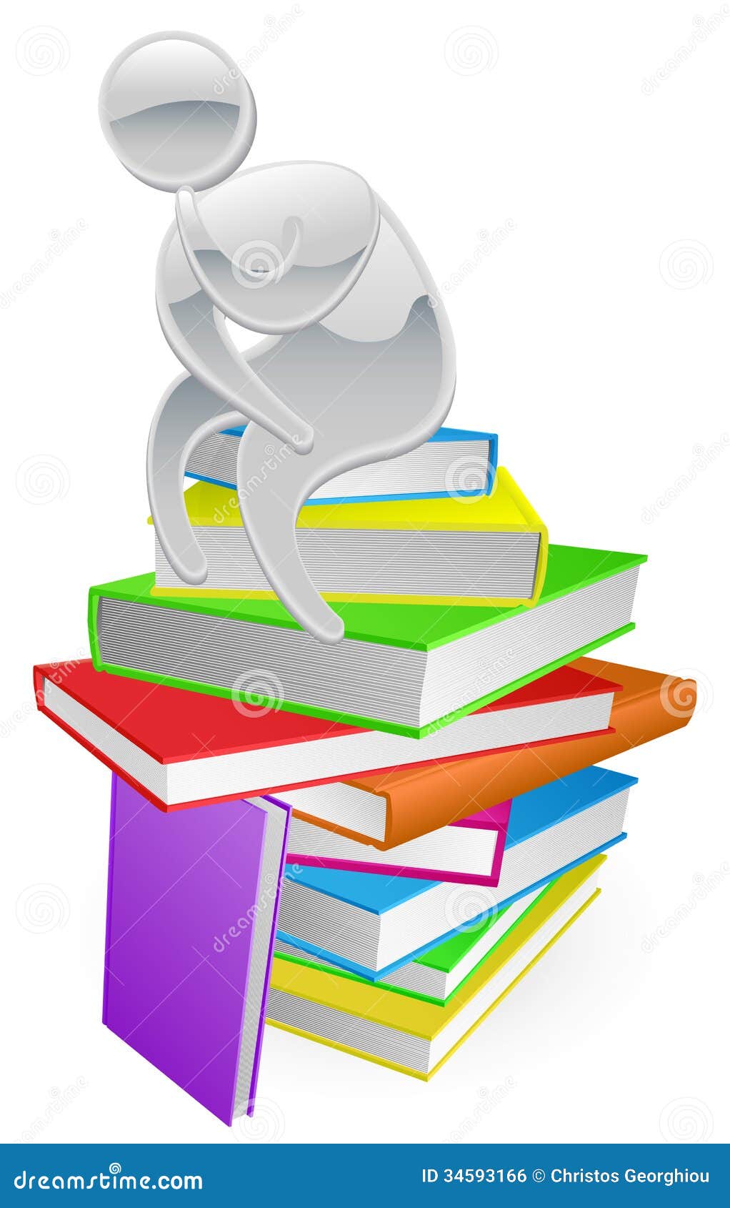 Thinking thinker on books stock vector. Illustration of school - 34593166