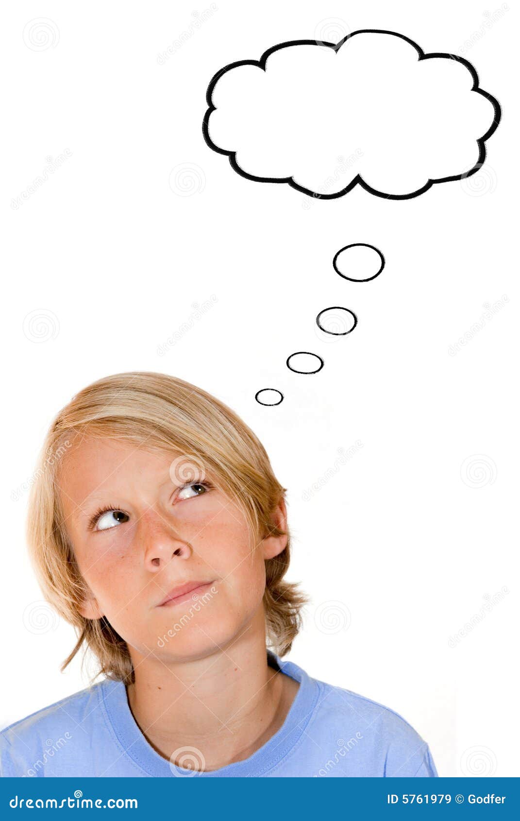 Thinking with Thought Bubble Stock Image - Image of child, people: 5761979
