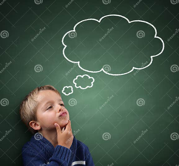 Thinking with Thought Bubble on Blackboard Stock Image - Image of ... Thinking with Thought Bubble on Blackboard Stock Image - Image of ...