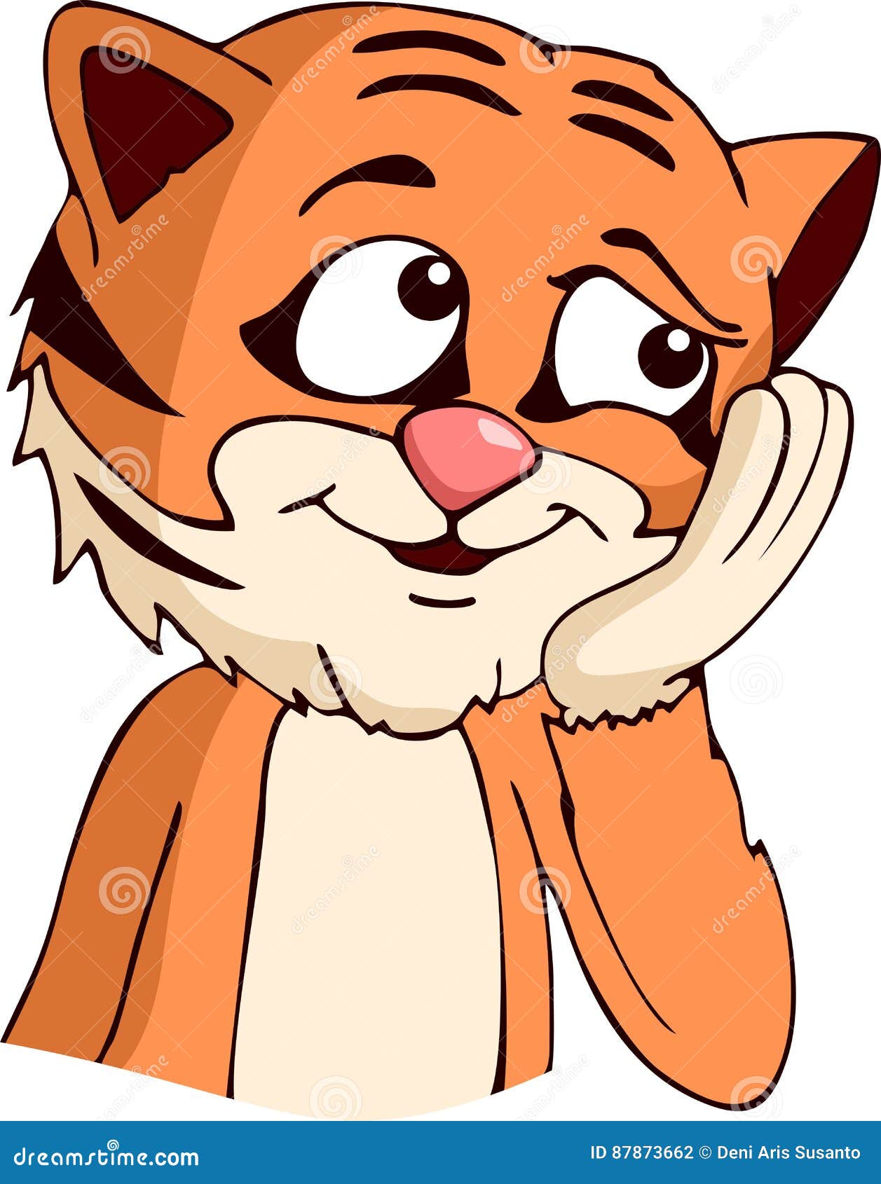 Thinking tiger cartoon stock vector. Illustration of contemplating ...