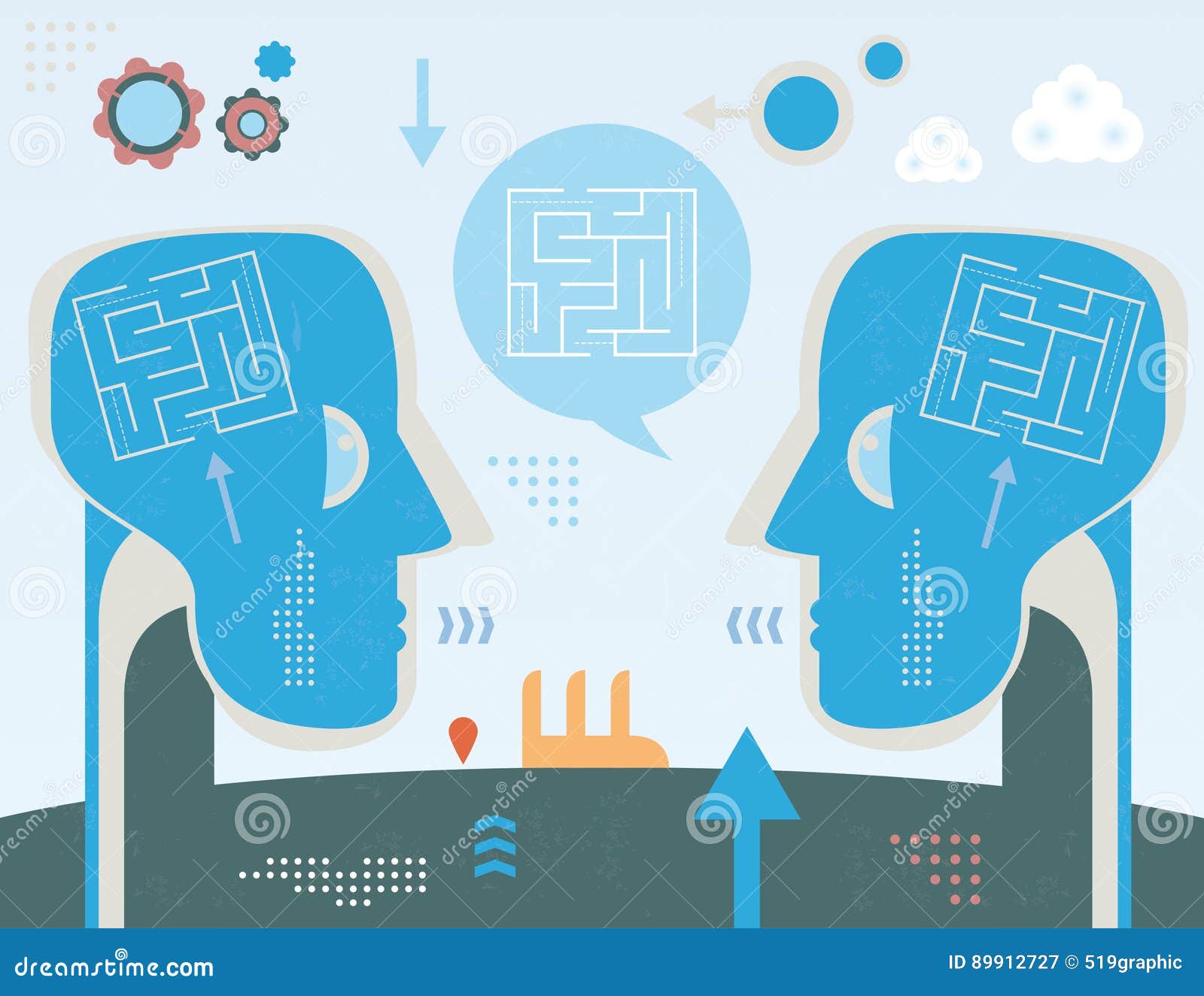 Thinking together concept stock vector. Illustration of artificial ...