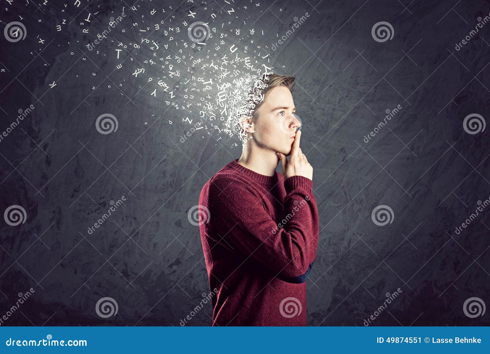 Thinking stock image. Image of letters, conceive, head - 49874551