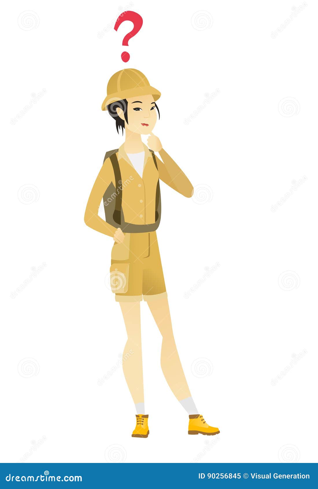Thinking Traveler With Question Marks. Vector Illustration ... Thinking Traveler With Question Marks. Vector Illustration ...