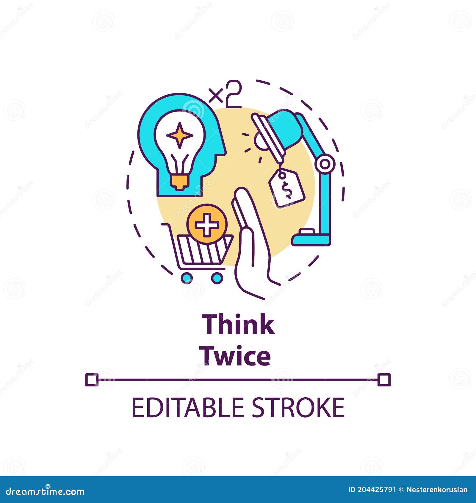 Thinking Twice Concept Icon Stock Vector - Illustration of conceptual ...