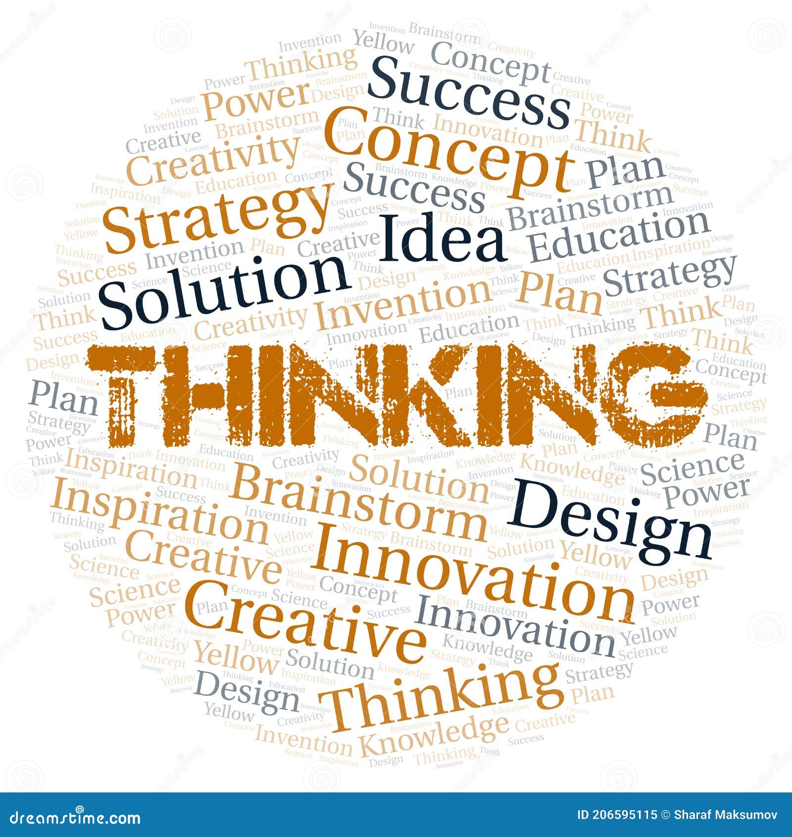 Thinking Typography Word Cloud Create with the Text only. Stock ...