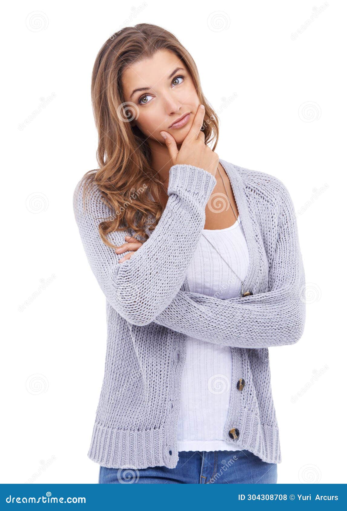 Thinking, Unsure and Woman in Studio Brainstorming, Solution or Problem ...