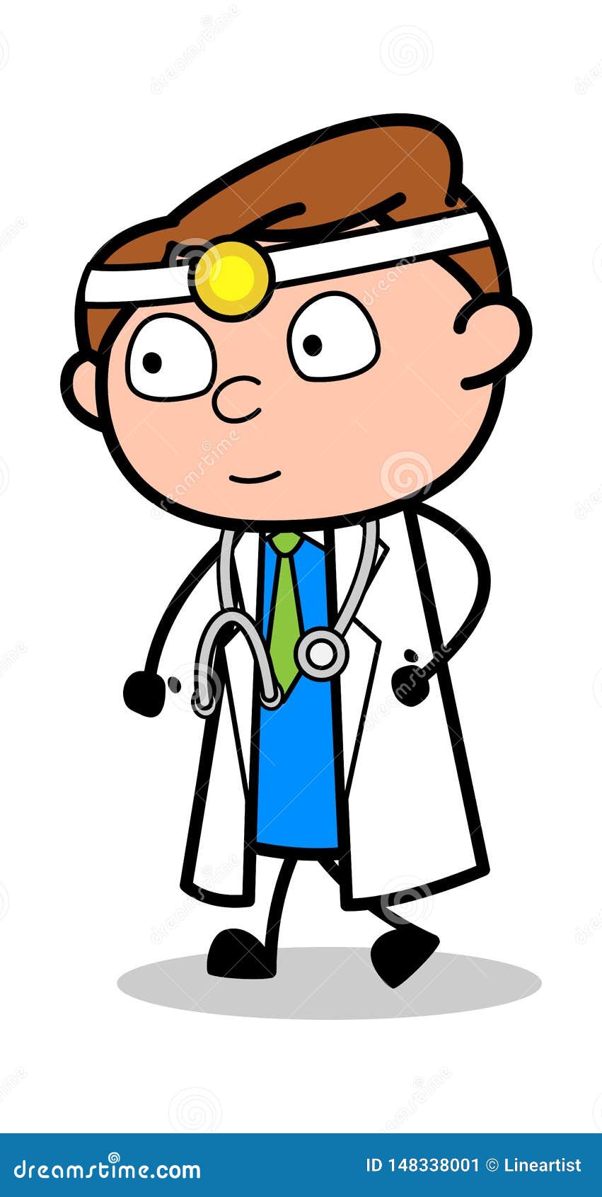Thinking while Walking - Professional Cartoon Doctor Vector ...