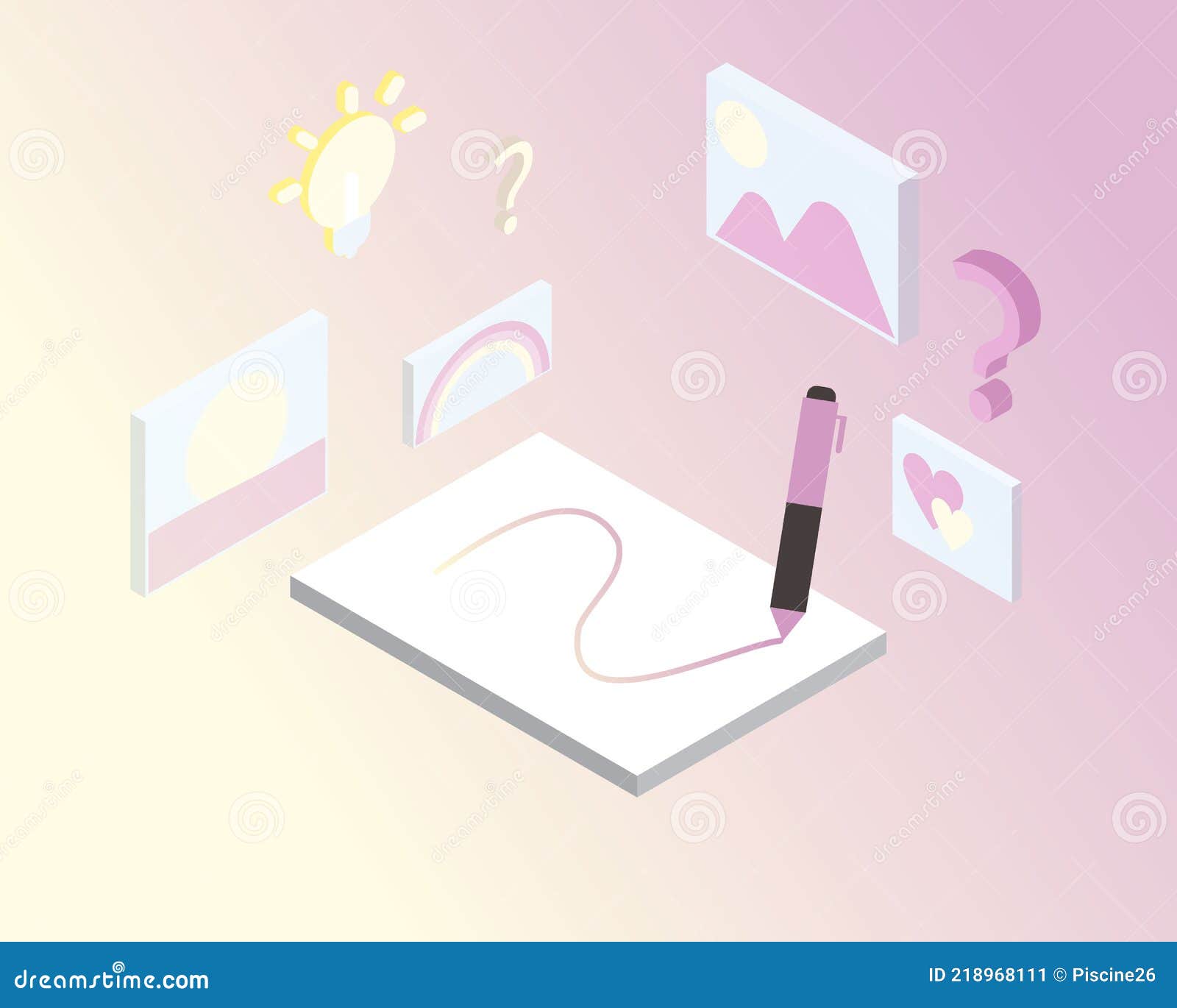 Thinking about What To Draw or What Content To Create Stock Vector ...