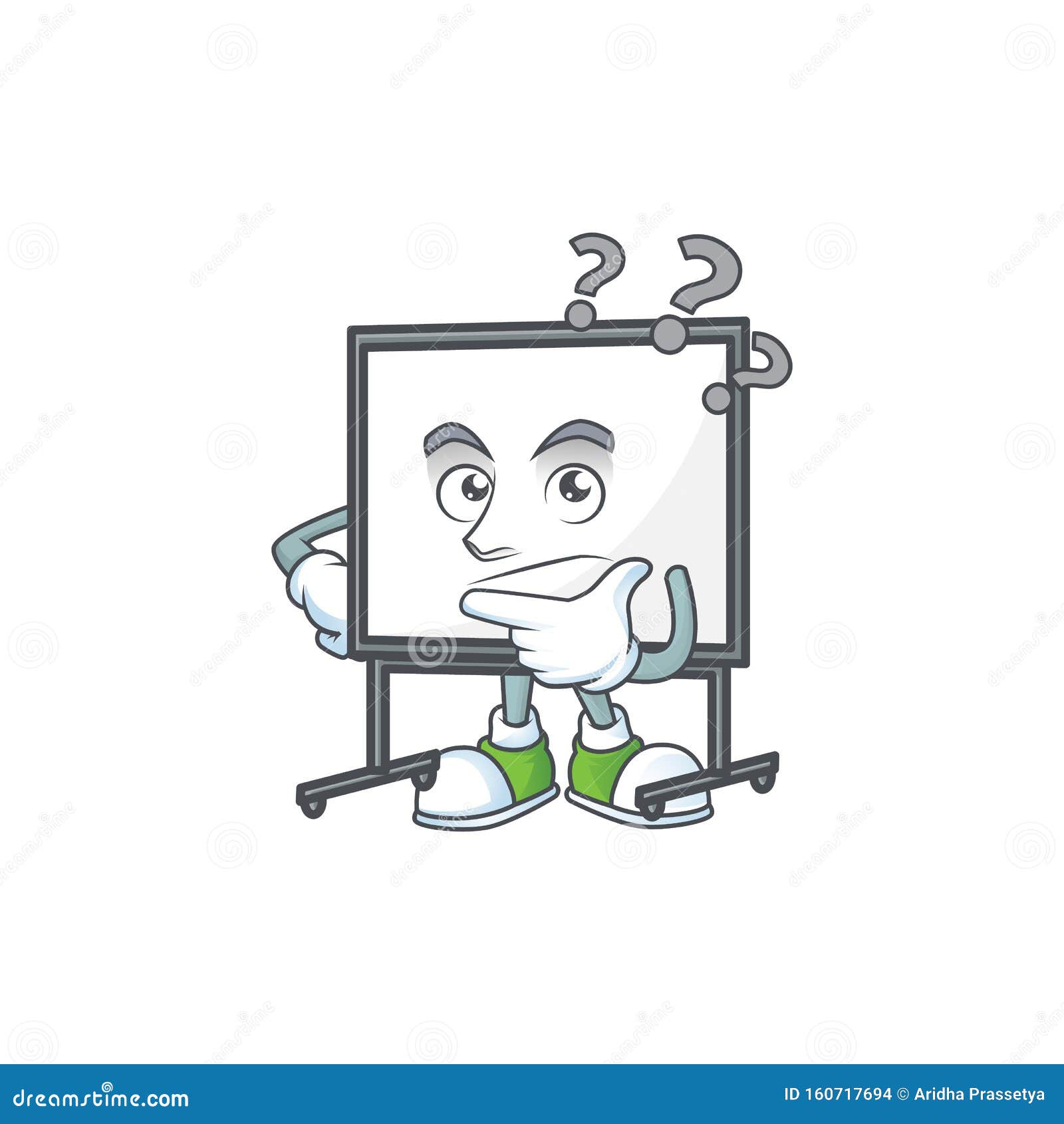 Thinking White Board Cartoon Character with Mascot Stock Vector ...