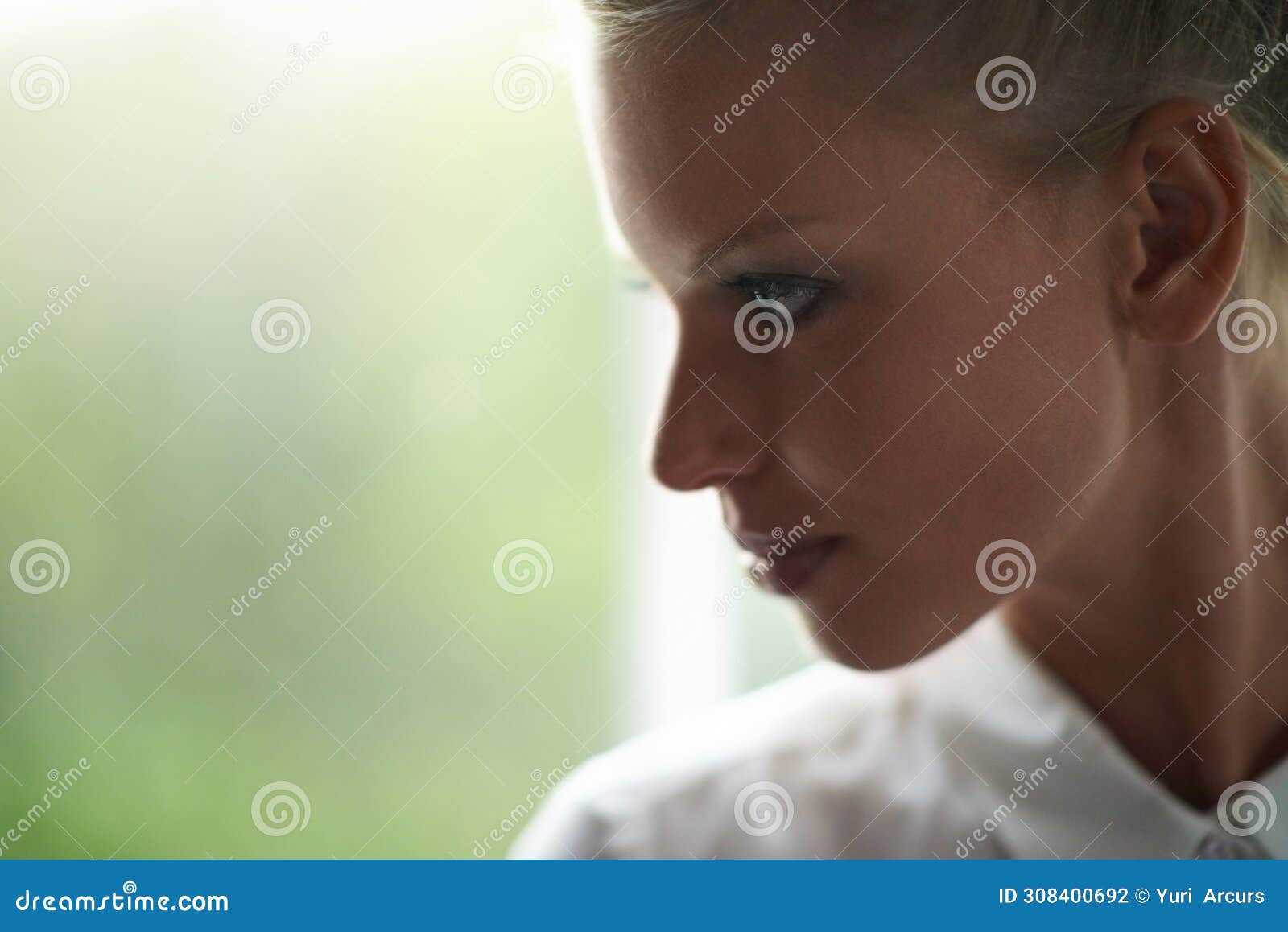 Thinking, Window and Face of Woman with Memory, Reflection and Planning ...