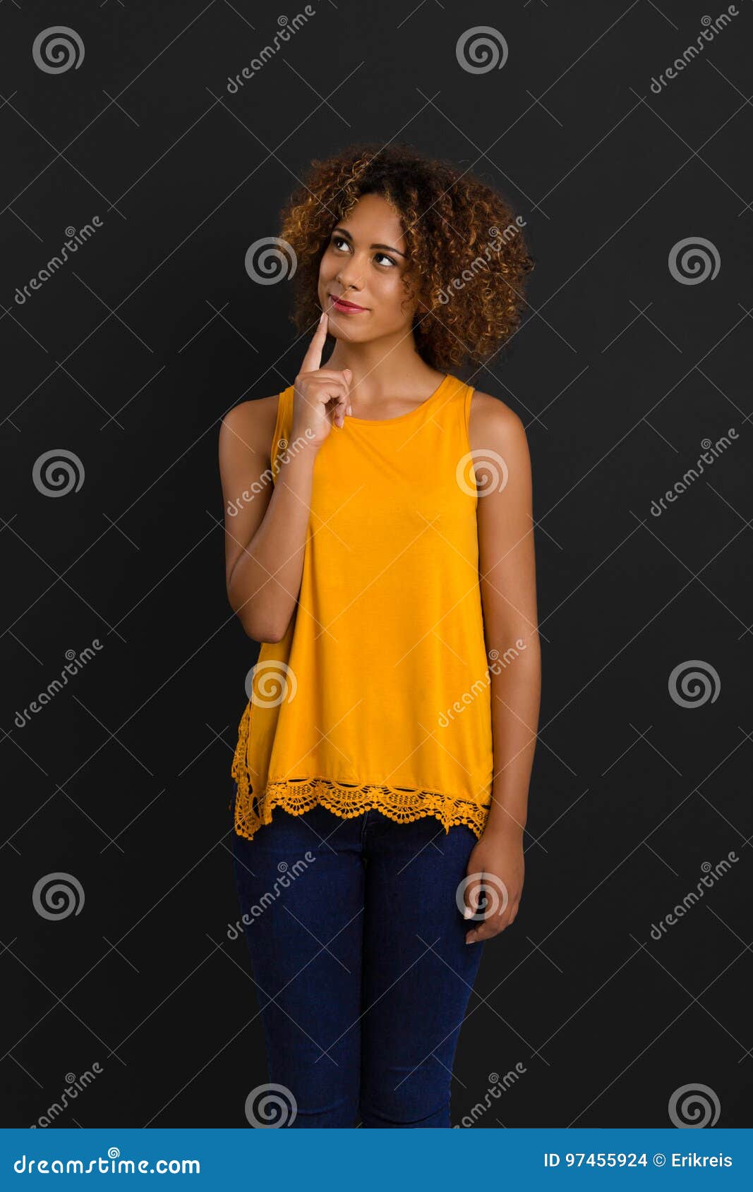 Thinking wisely stock photo. Image of smile, beauty, expression - 97455924