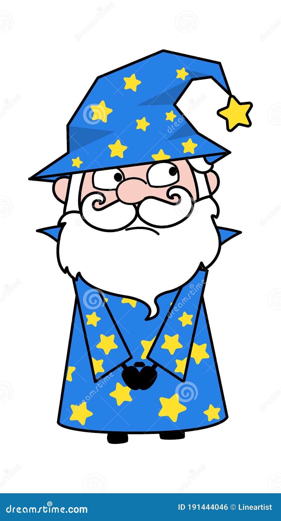 Thinking Wizard Cartoon Illustration Stock Illustration - Illustration ...