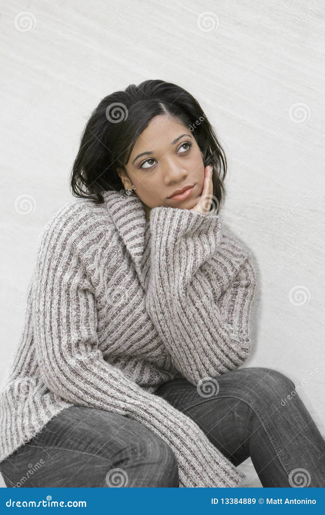 Thinking woman stock image. Image of beautiful, fashion - 13384889