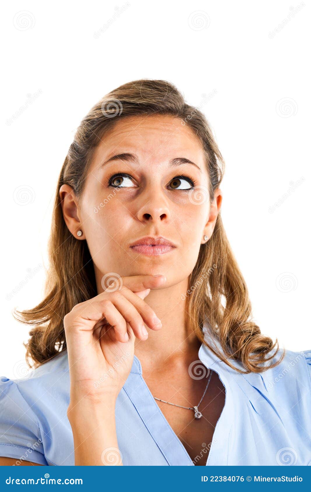 Thinking woman stock photo. Image of portrait, thinking - 22384076