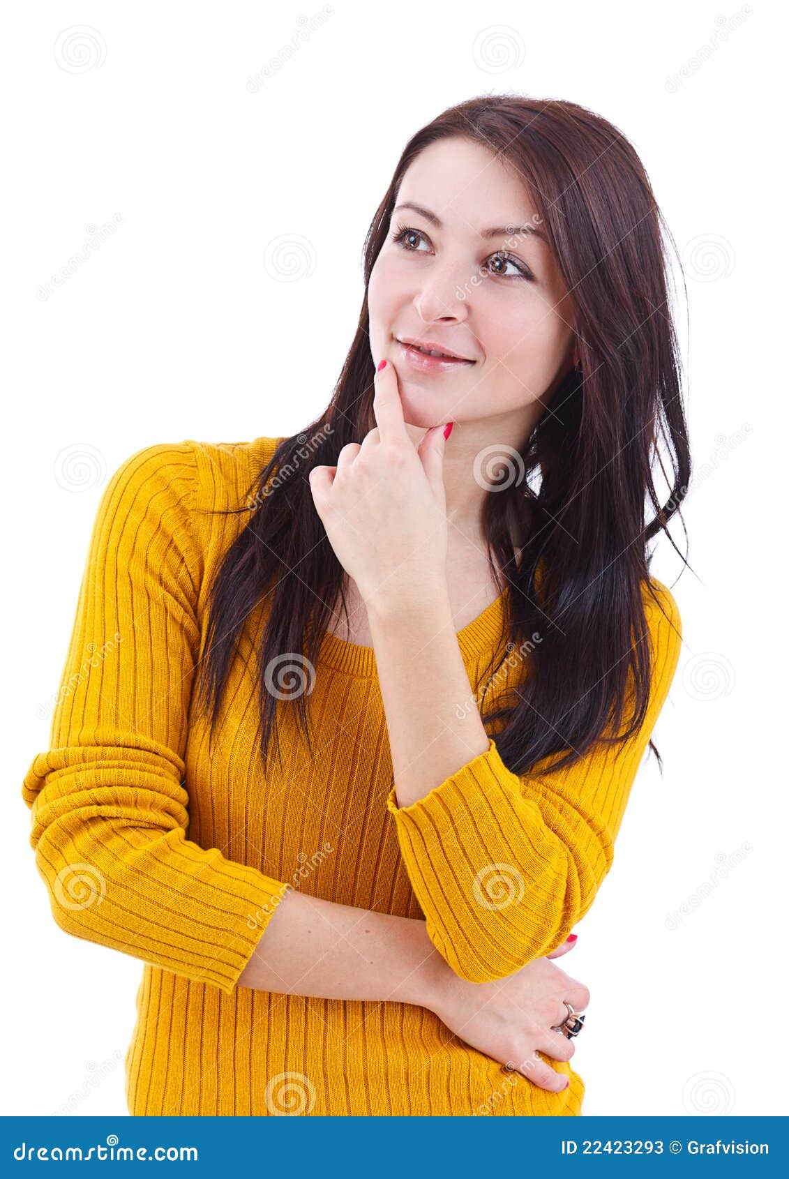 Thinking woman stock image. Image of copy, isolated, portrait - 22423293