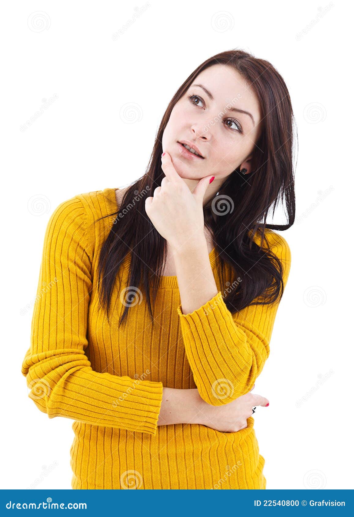 Thinking woman stock photo. Image of cute, studio, people - 22540800