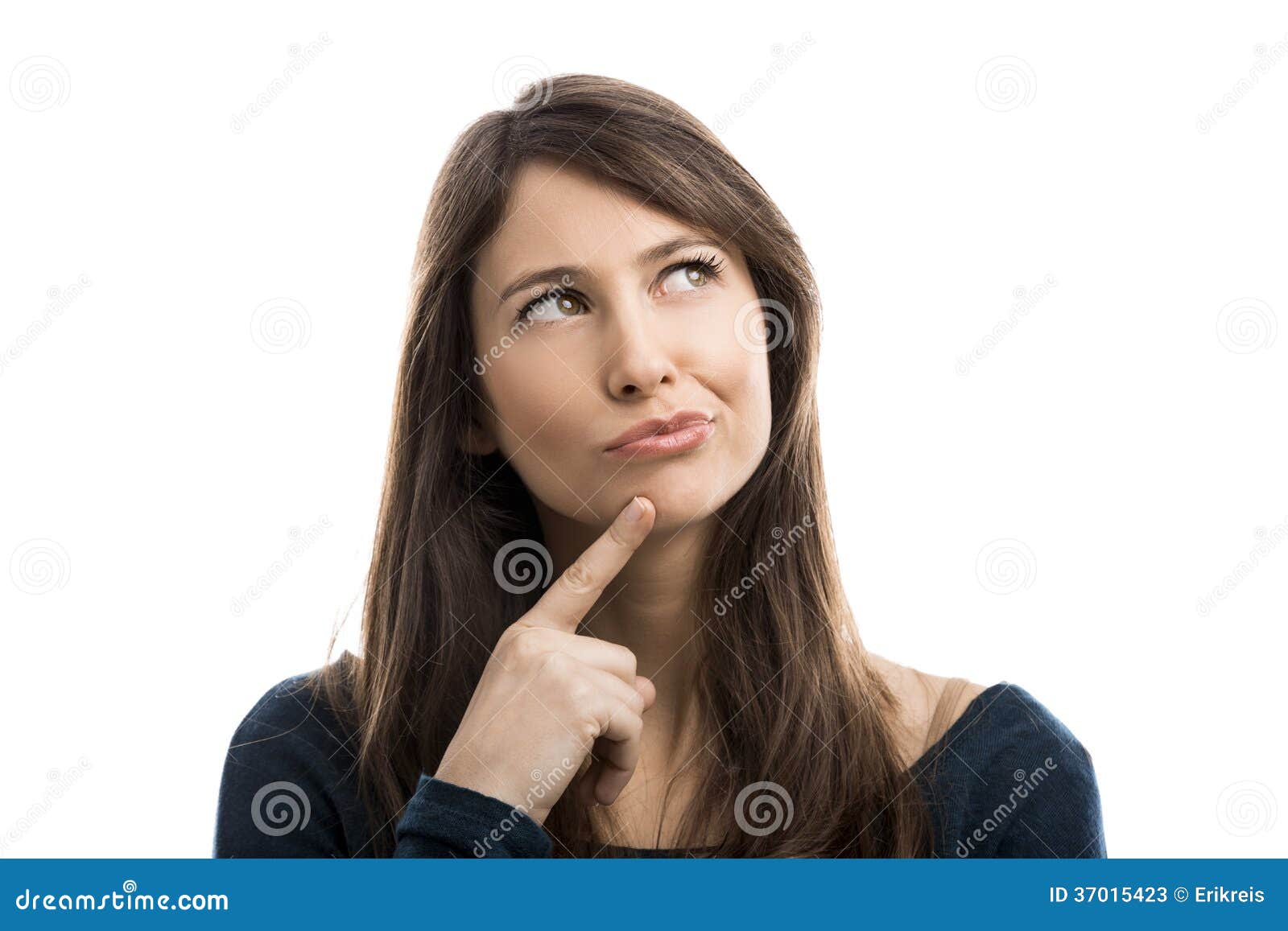 Thinking woman stock image. Image of lovely, happiness - 37015423