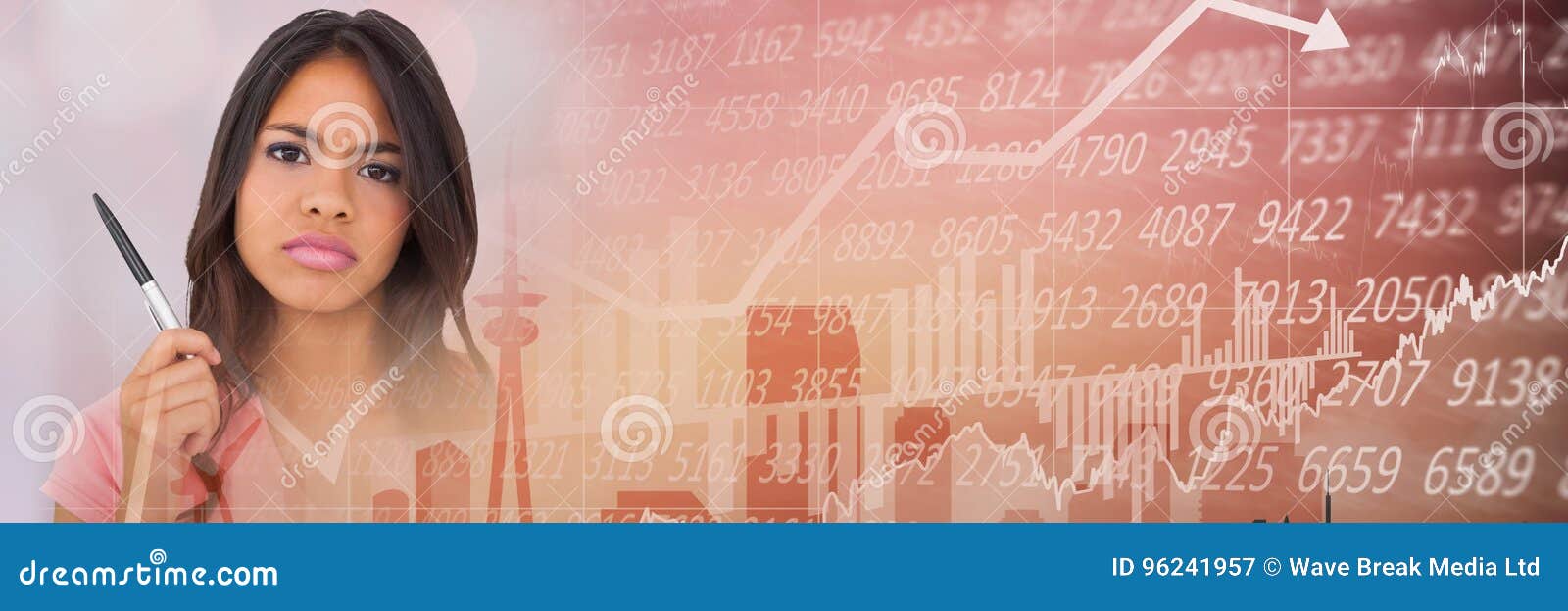 Thinking Woman with Economic Figures Transition Stock Illustration ...