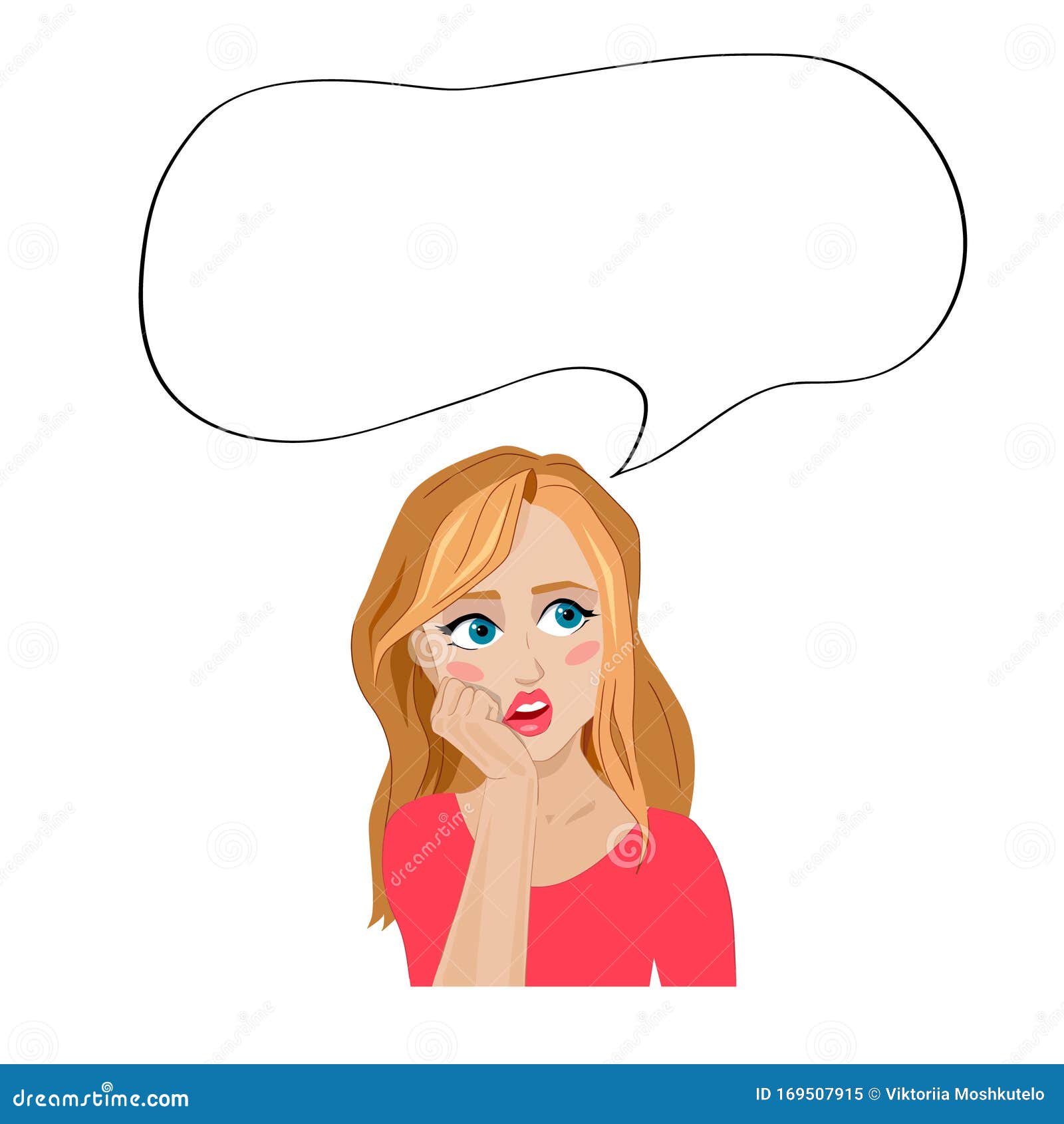 Thinking Woman with Empty Speech Bubble. Stock Vector - Illustration of ...