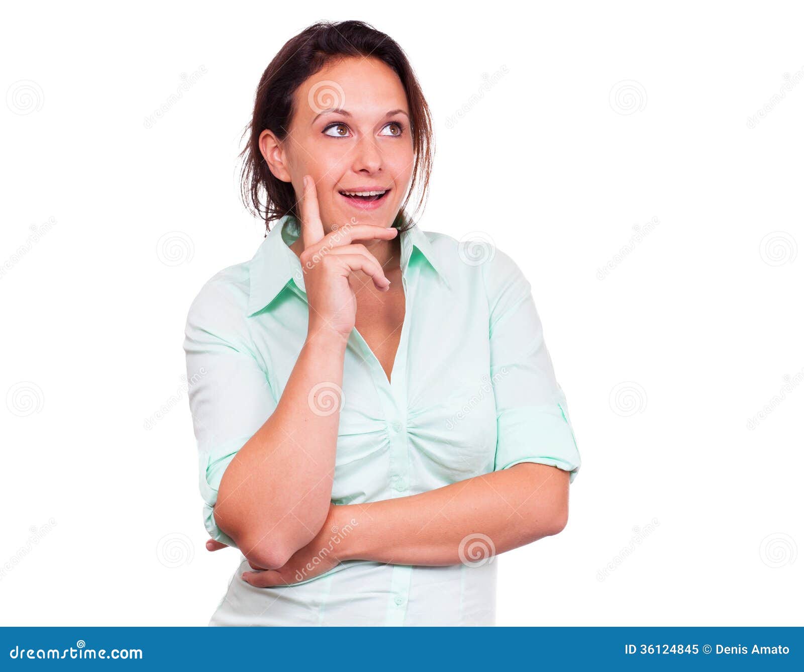 Thinking Woman is happy stock image. Image of employee - 36124845