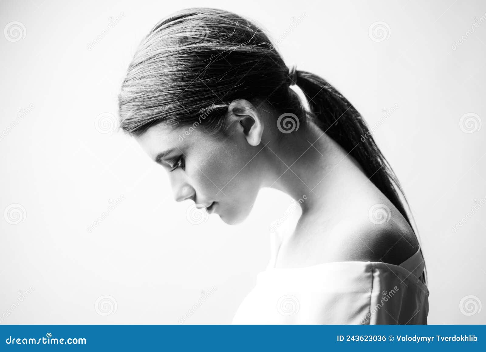 Thinking Woman Looking Down. Problems Solution. Overthinking Girl ...