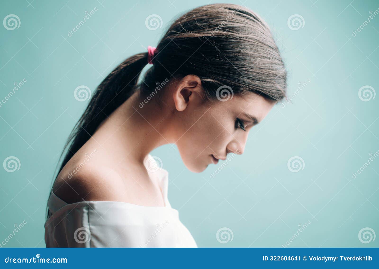 Thinking Woman Looking Down. Problems Solution. Overthinking Girl ...