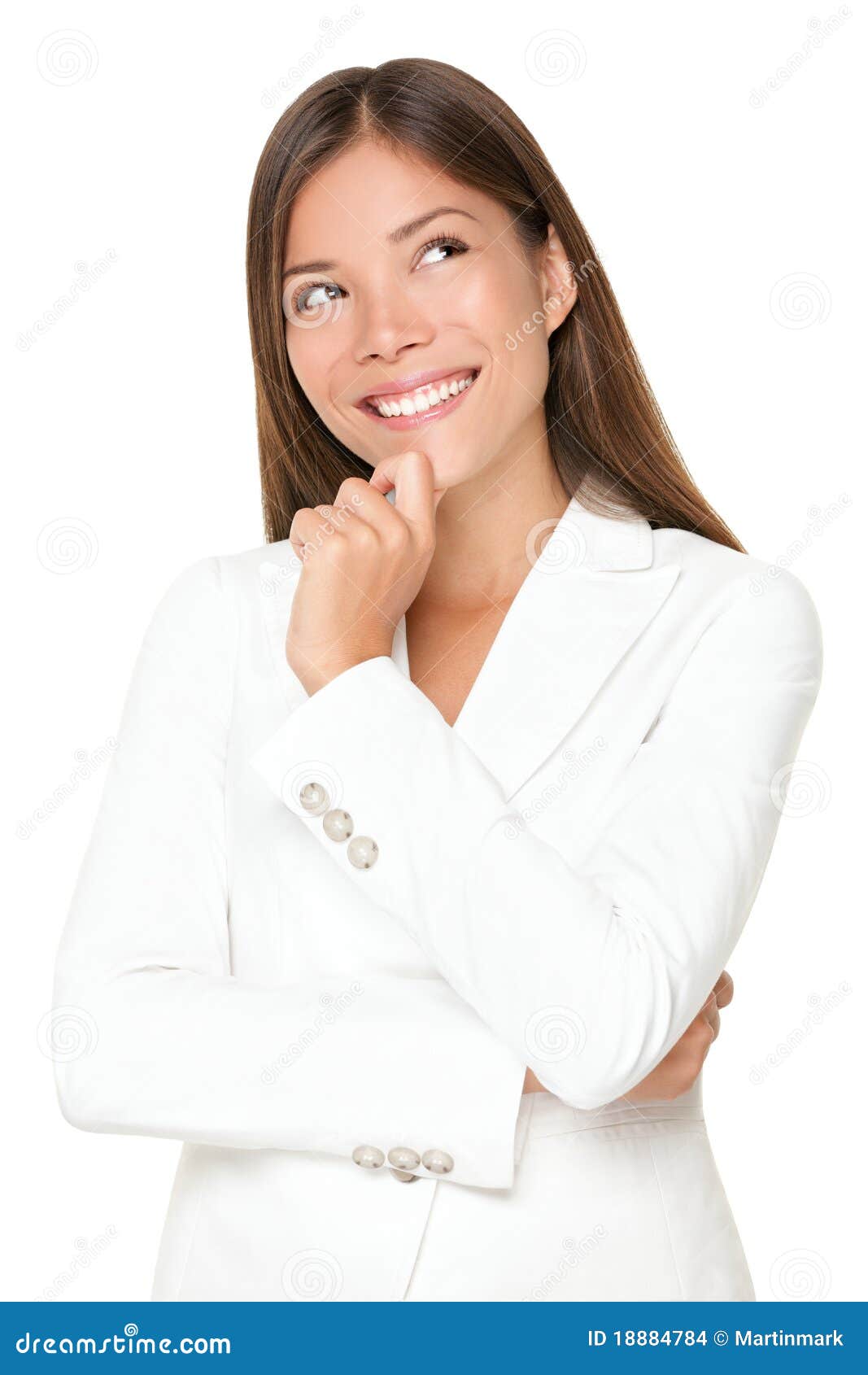 Thinking woman smiling stock photo. Image of contemplating - 18884784