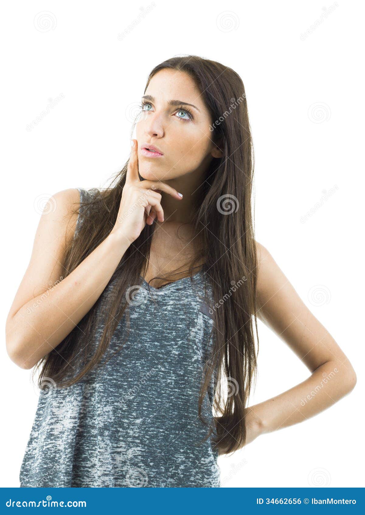 Thinking woman stock photo. Image of theatrical, acting - 34662656