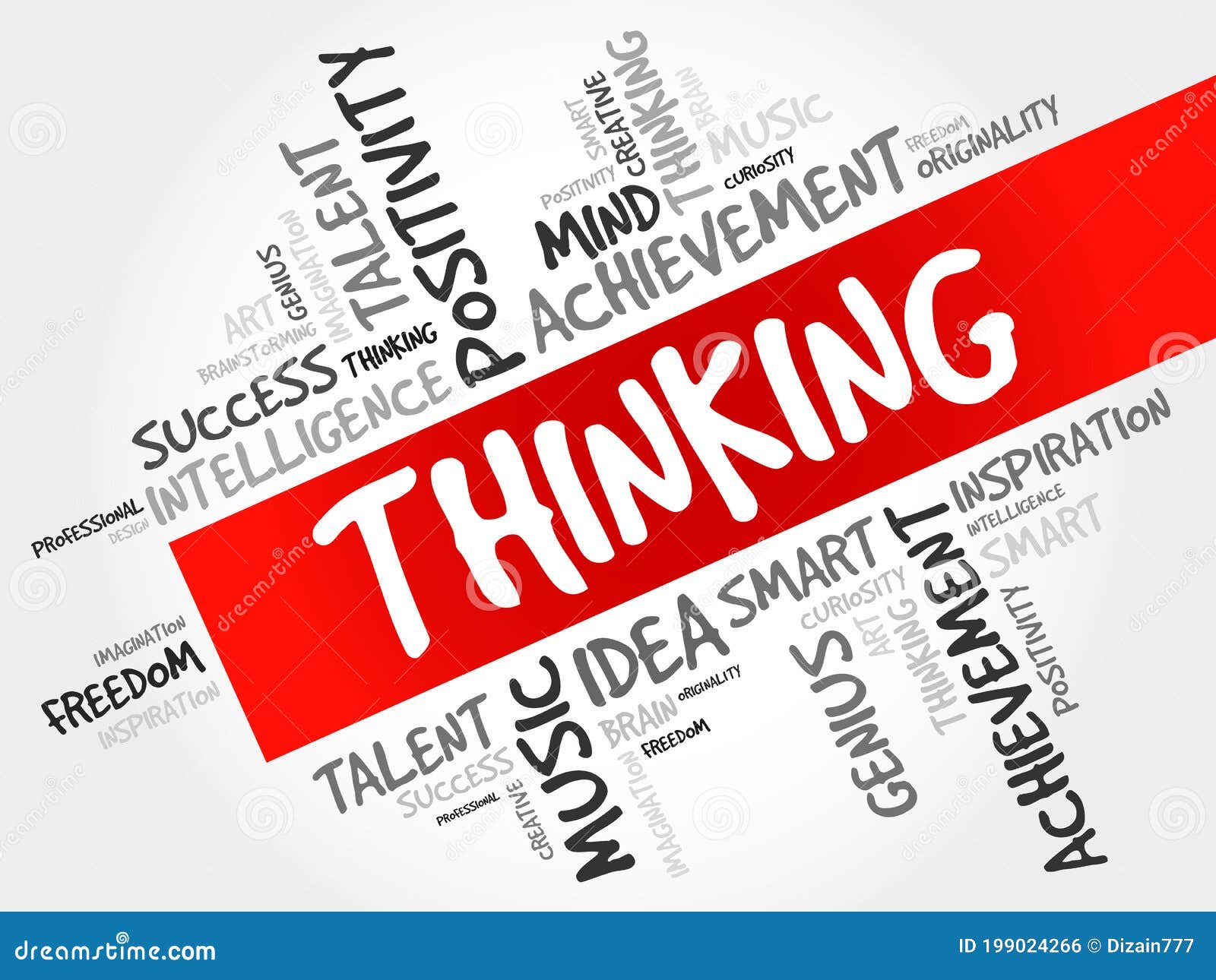 Thinking word cloud stock illustration. Illustration of improve - 199024266