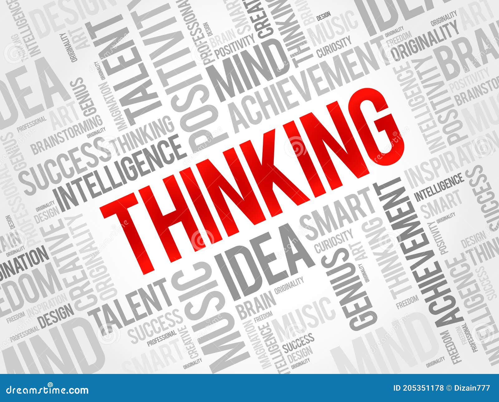 Thinking word cloud stock illustration. Illustration of concept - 205351178