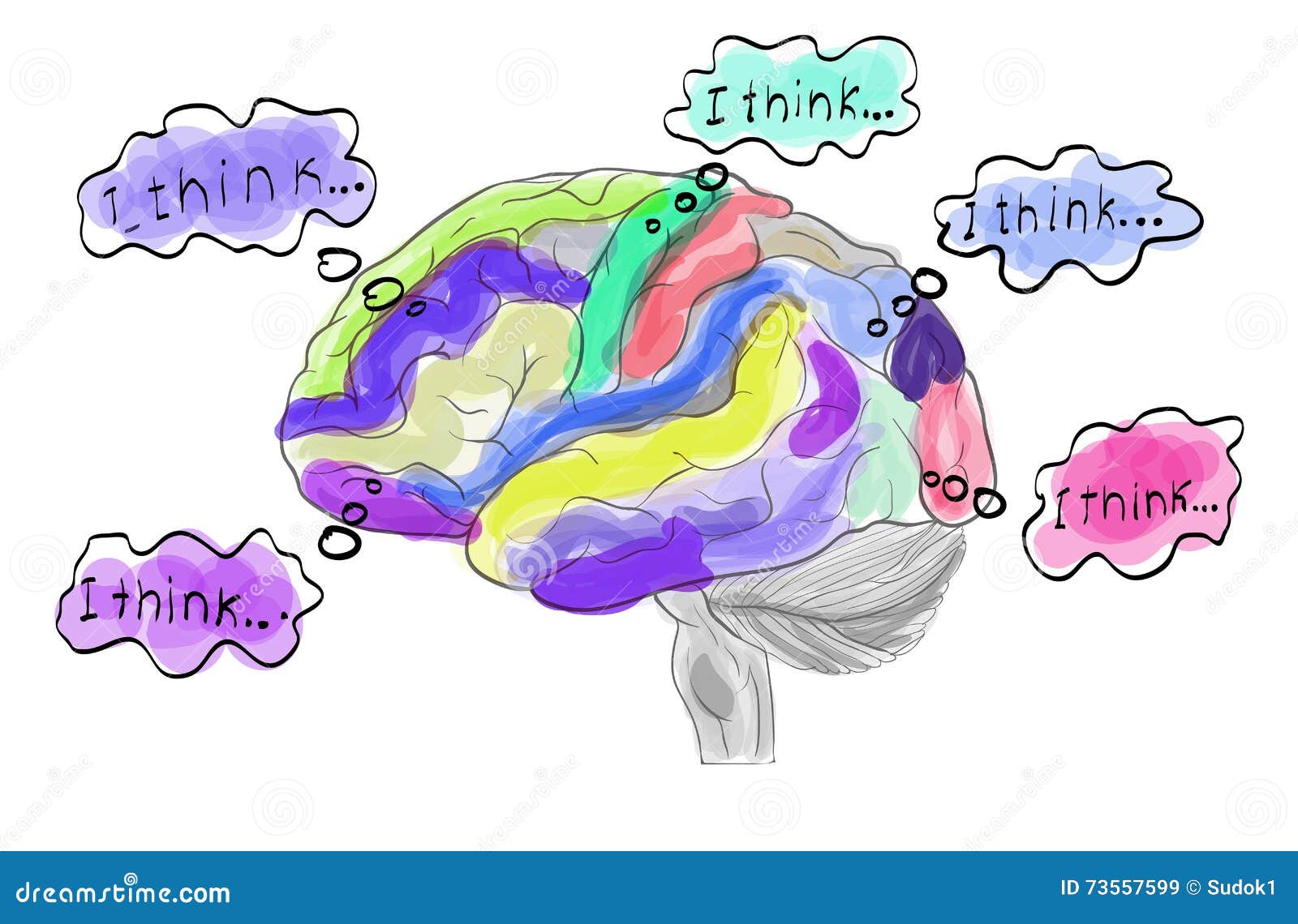 Thinking Working Human Brain Stock Illustration - Illustration of ...
