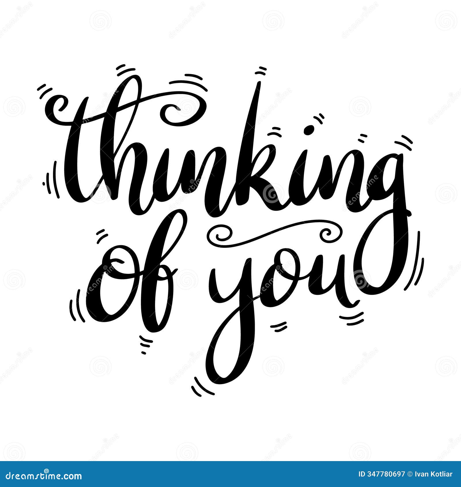 Thinking of You. Lettering Phrase Isolated on White Background. Hand ...