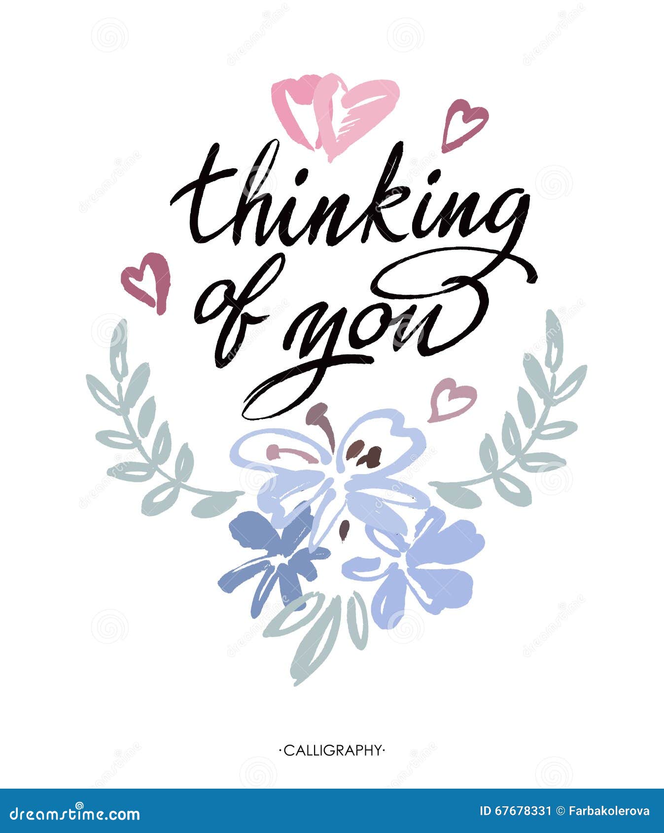 Thinking Of You. Vector Brush Calligraphy. Handwritten Ink Lettering ...