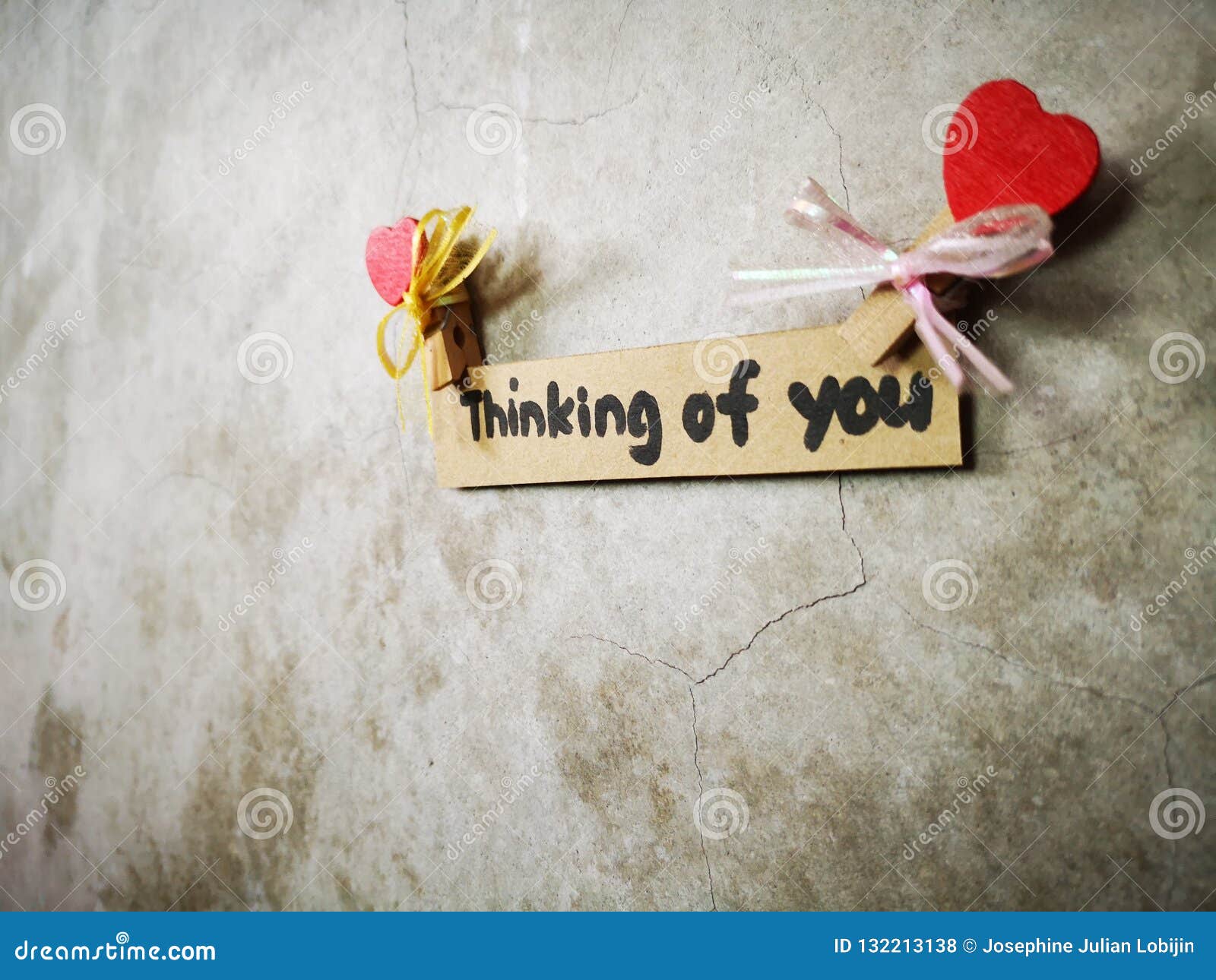 Thinking of You Written on the Wall Stock Photo - Image of hand, heart ...