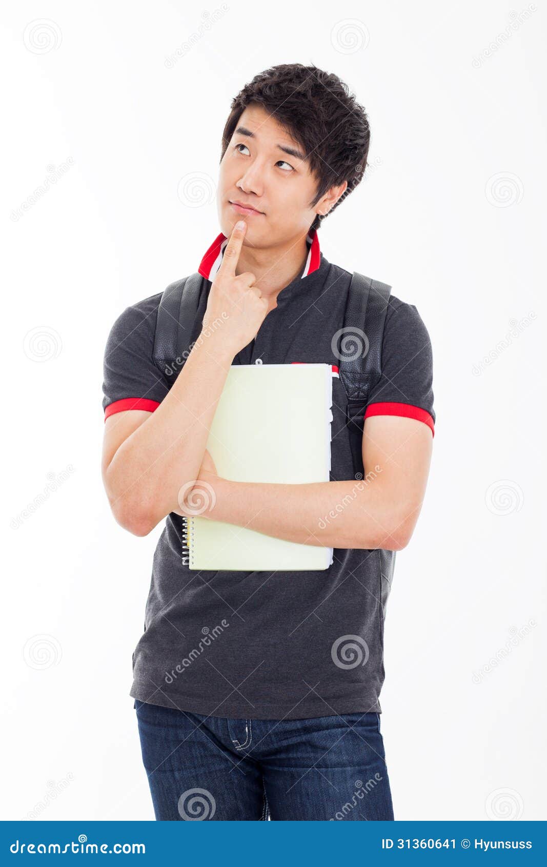 Thinking Young Asian Student. Stock Image - Image of happy, expression ...