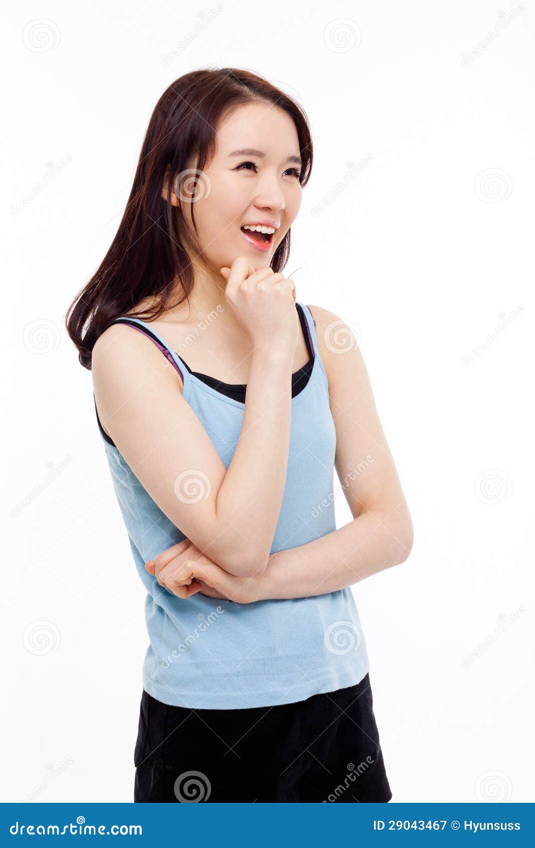Thinking young Asian woman stock image. Image of alone - 29043467