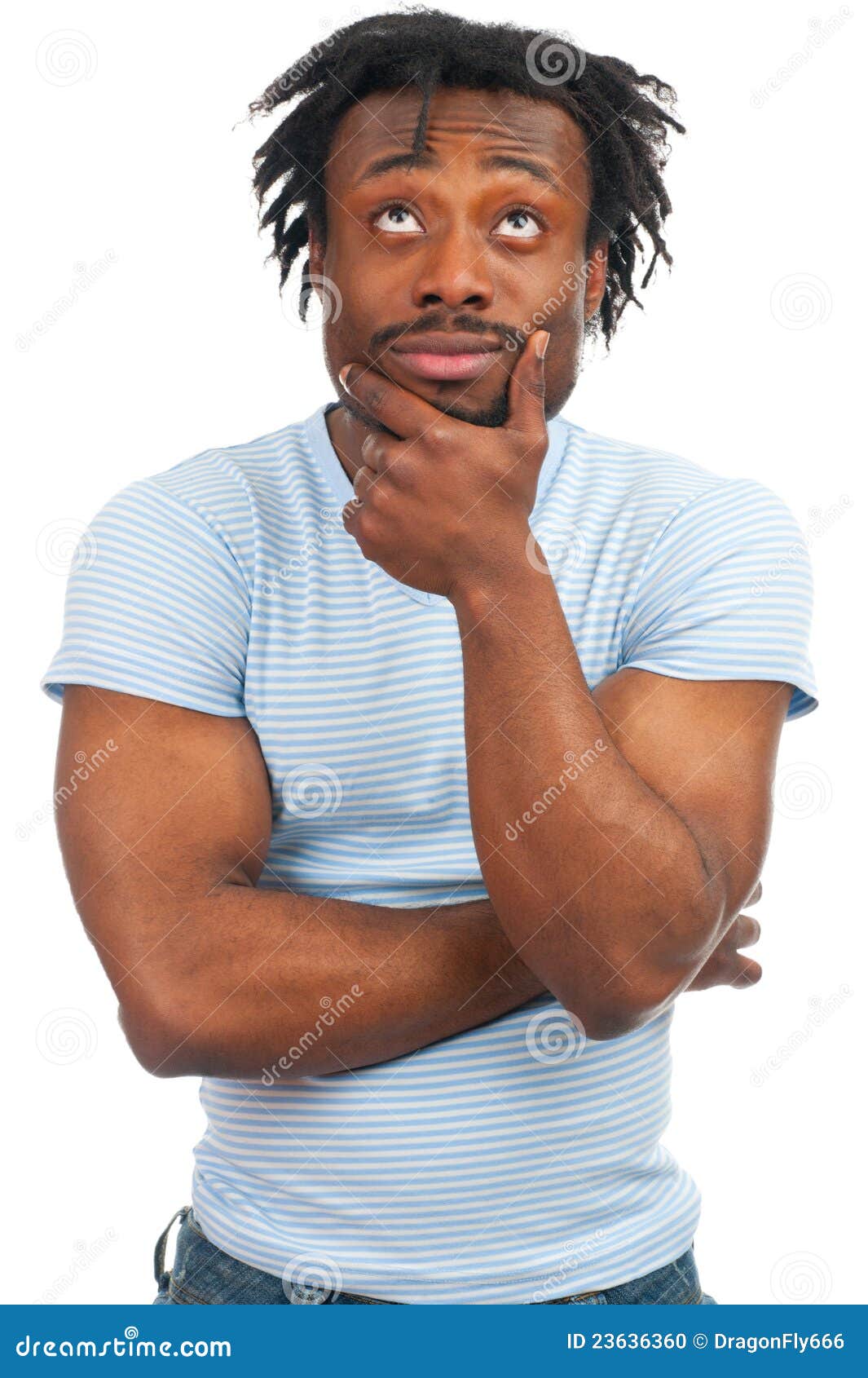 547 Portrait Young African American Black Man Thinking Over Idea Stock ...