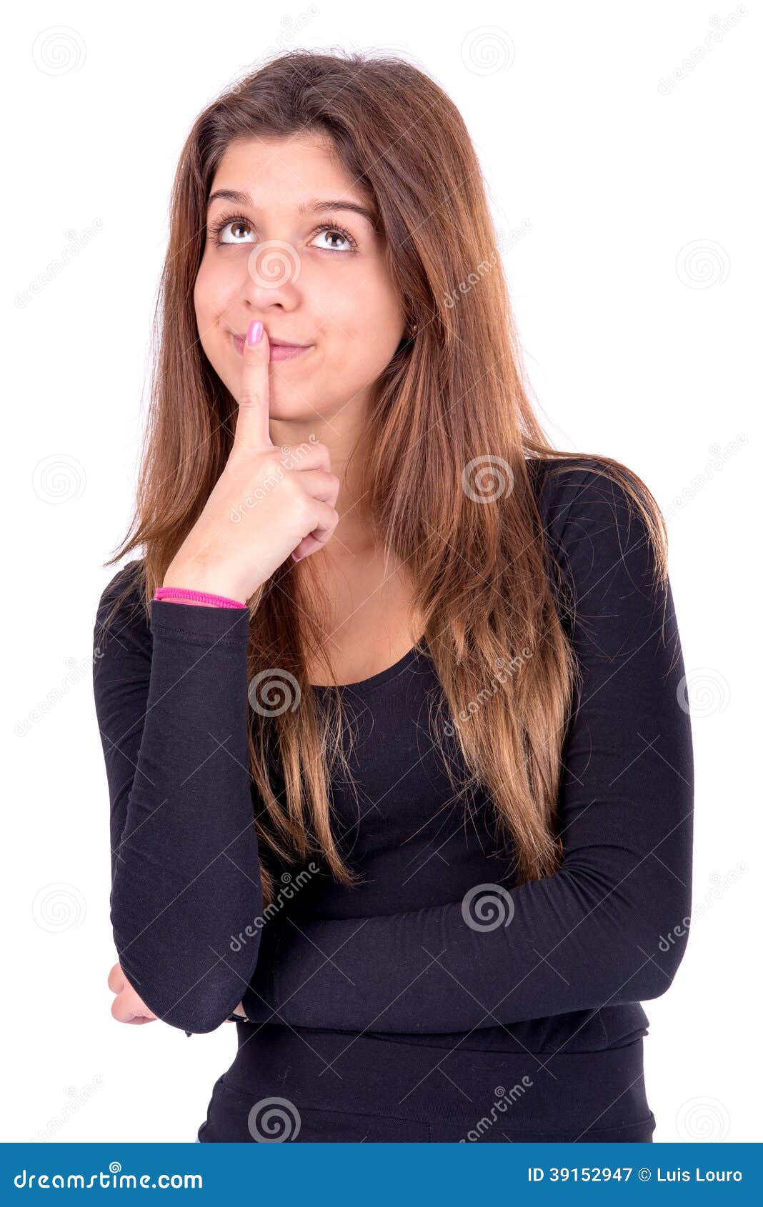 Thinking stock image. Image of caucasian, lady, pretty - 39152947