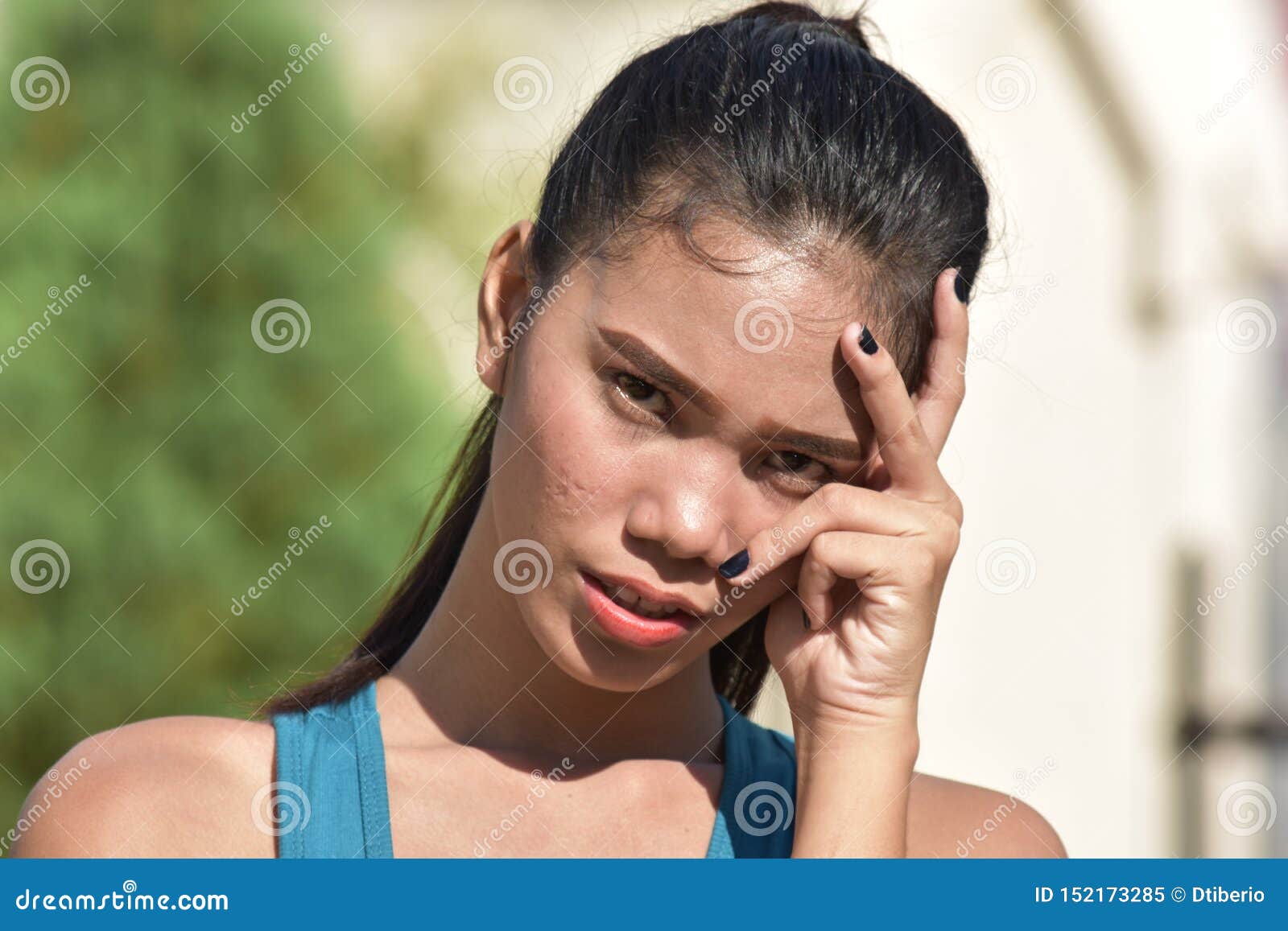Thinking Youthful Filipina Female Stock Image - Image of young ...