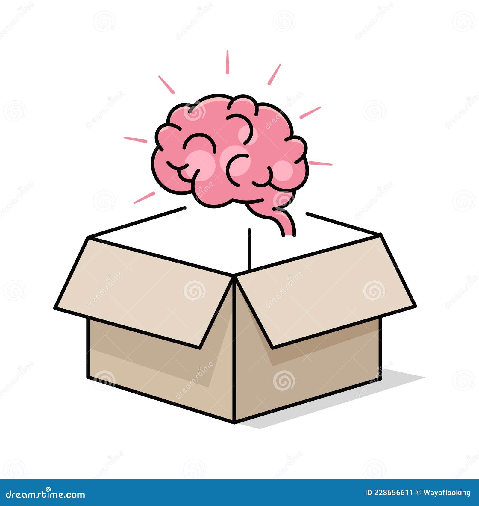 Human Brain Hovering Outside an Open Cardboard Box. Thinking Outside ...