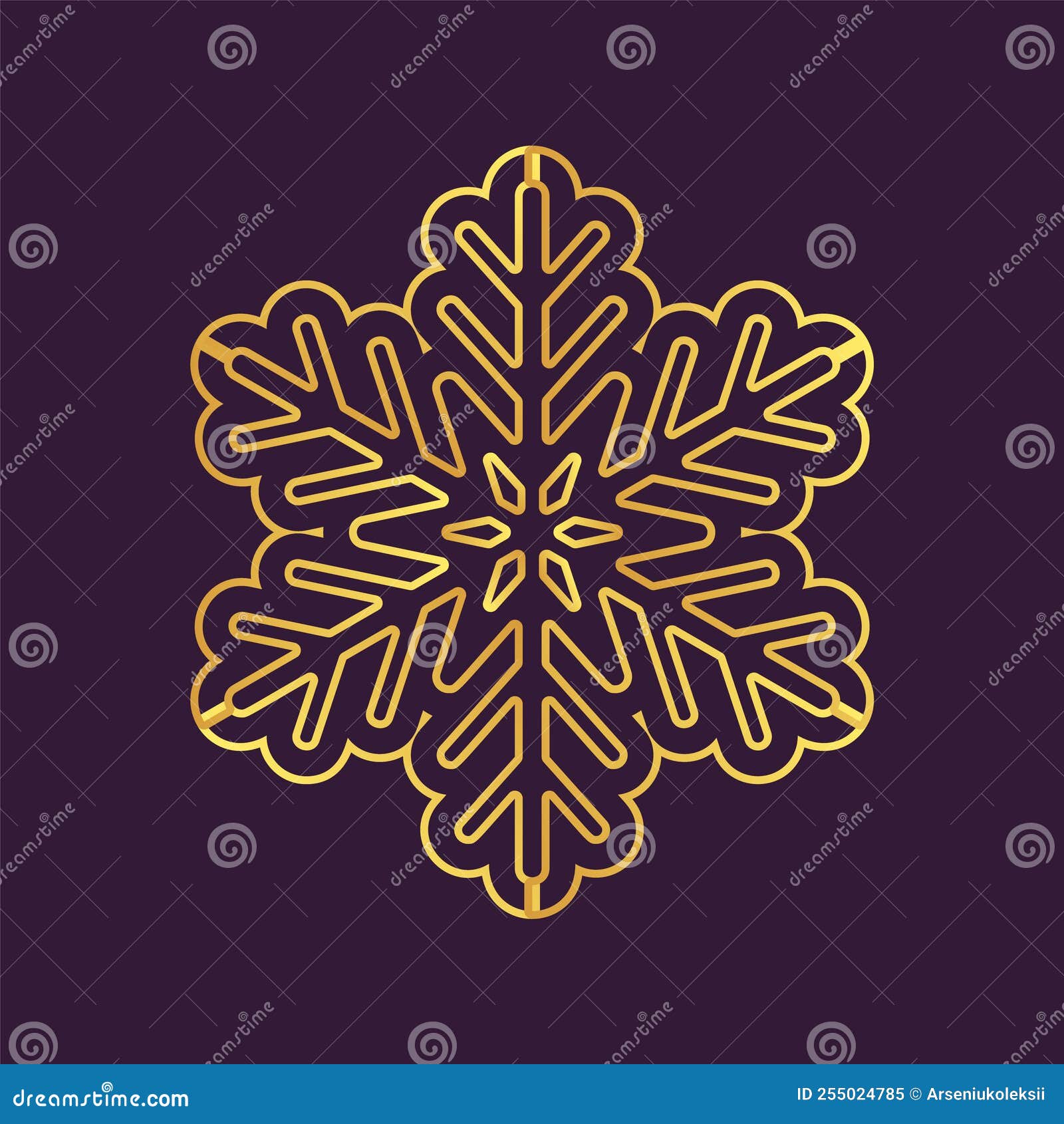 Thinline Golden Snowflake Icon. Foil Snow Flake Stencil Blueprint ...